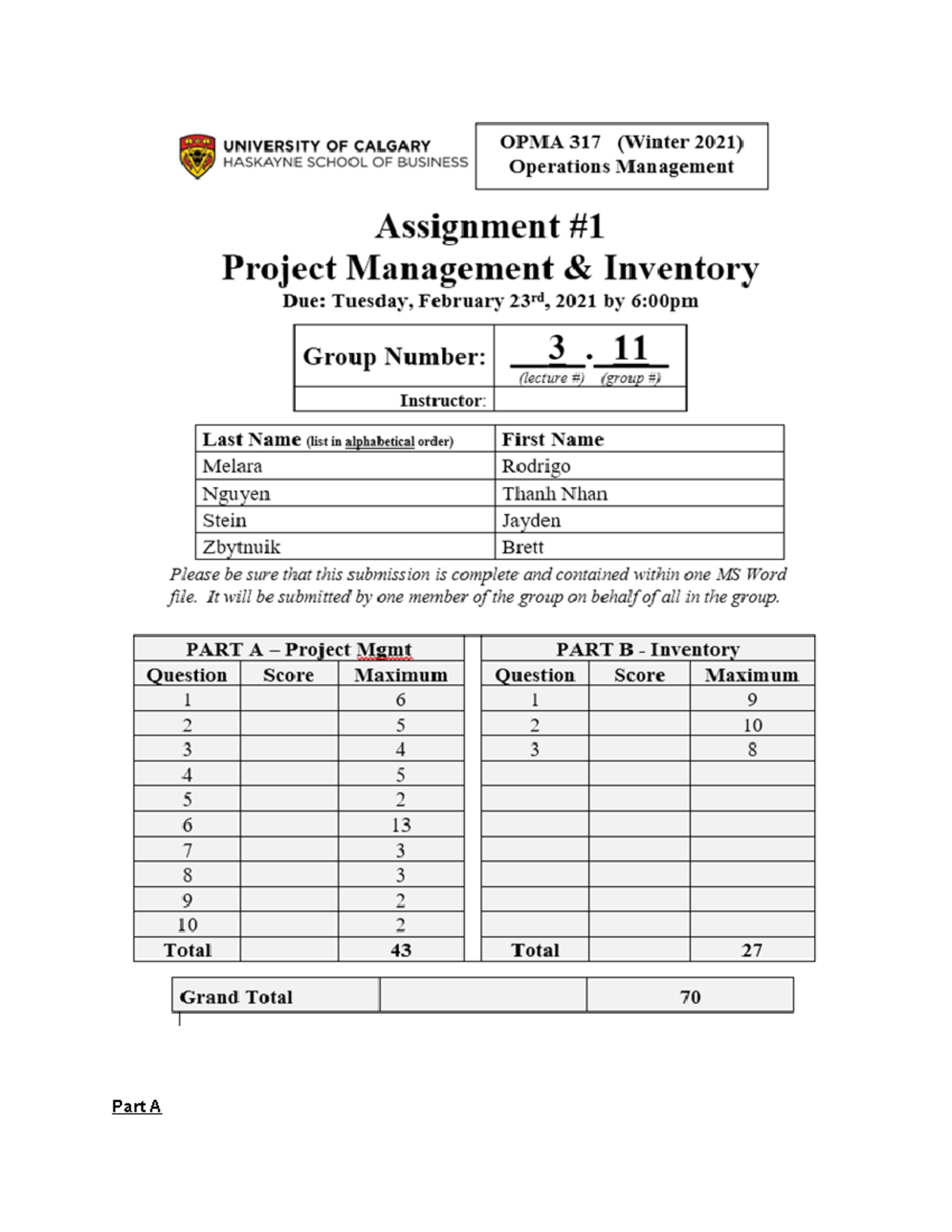 Assignment 1, Introduction to Production and Operations Management ...