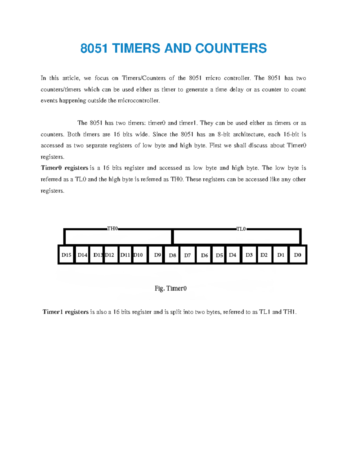 8051 Timers and Counters - Embedded system - UET Lahore - Studocu