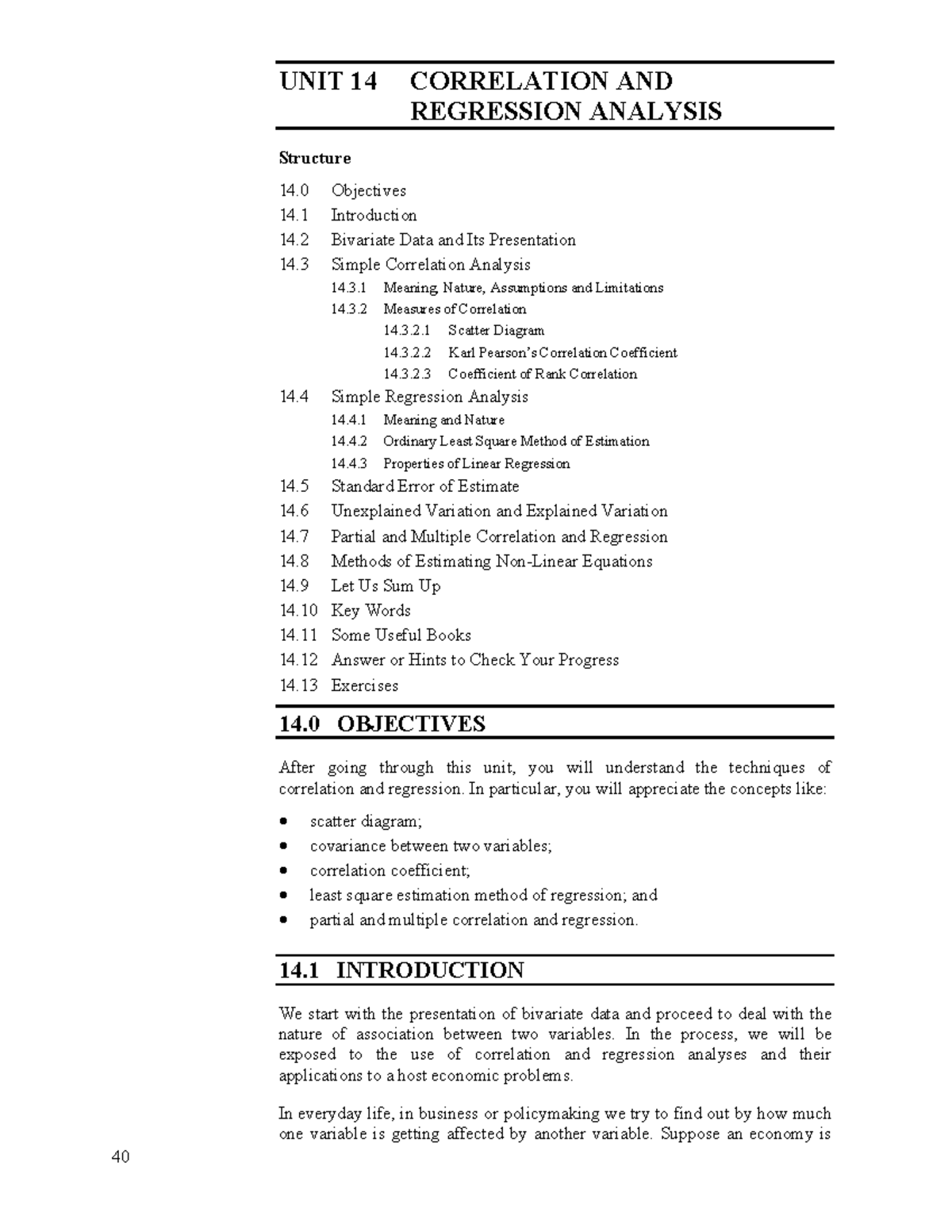 Corelation - pdf - UNIT 14 CORRELATION AND REGRESSION ANALYSIS Structure 14 Objectives 14 - Studocu