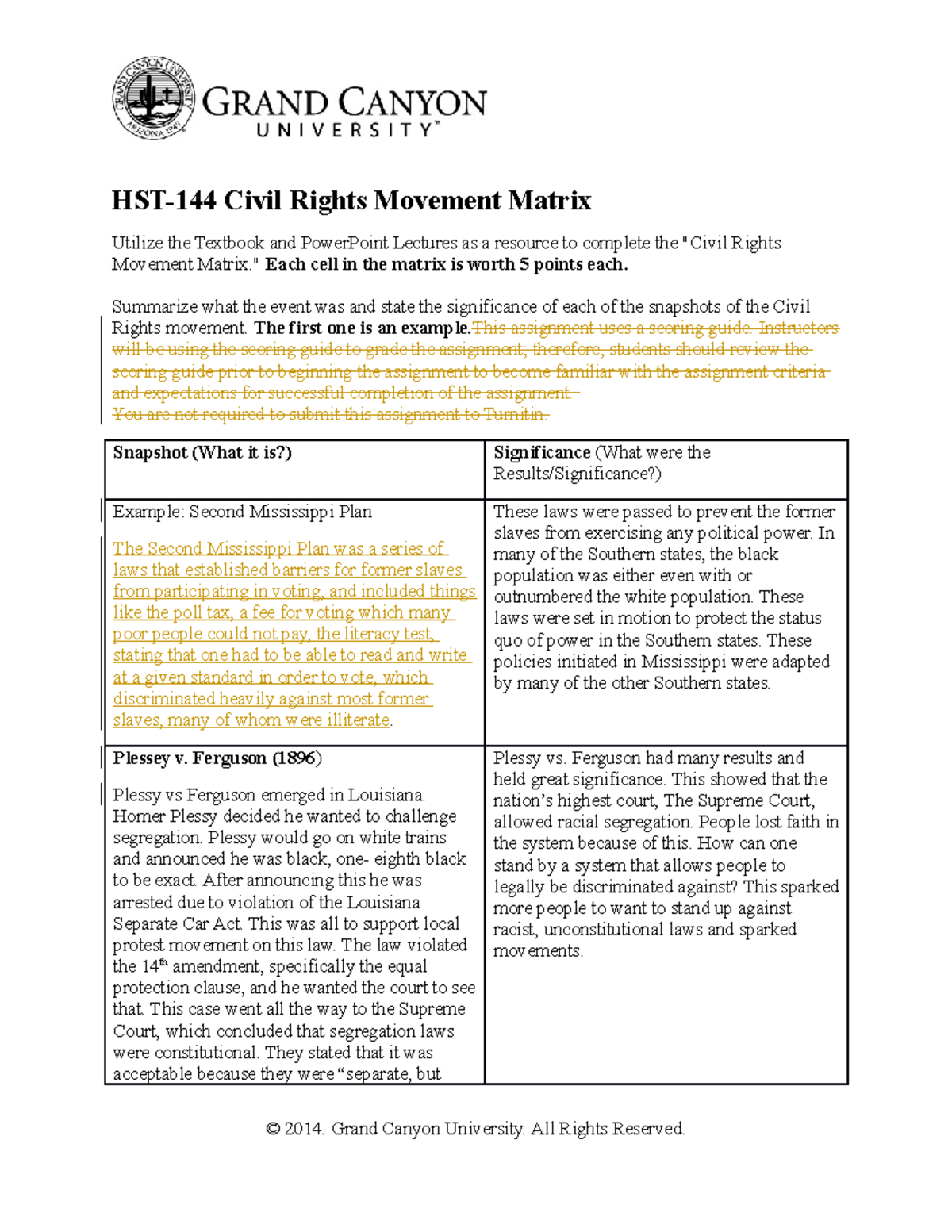 Civil Rights Movement Matrix - HST-144 Civil Rights Movement Matrix ...