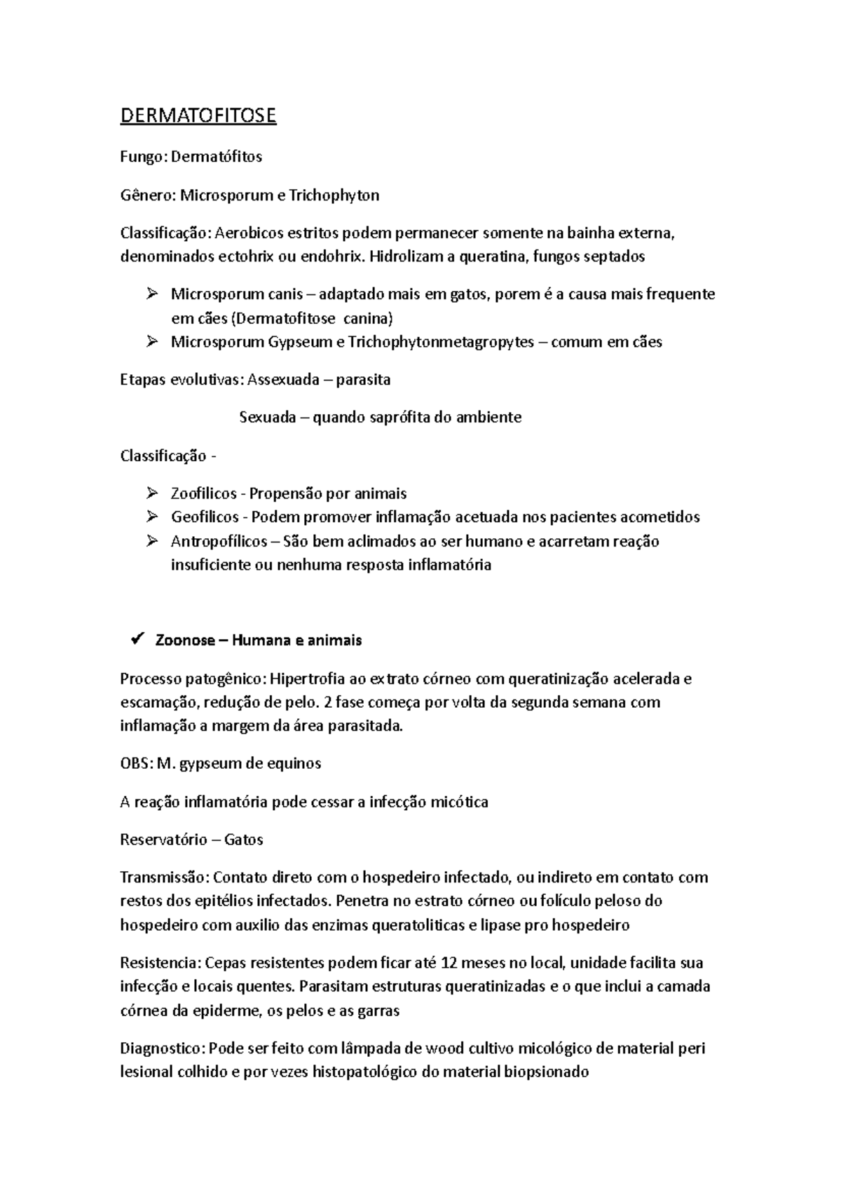 Dermatofitose - Resumo sobre Anestesiologia - DERMATOFITOSE Fungo ...