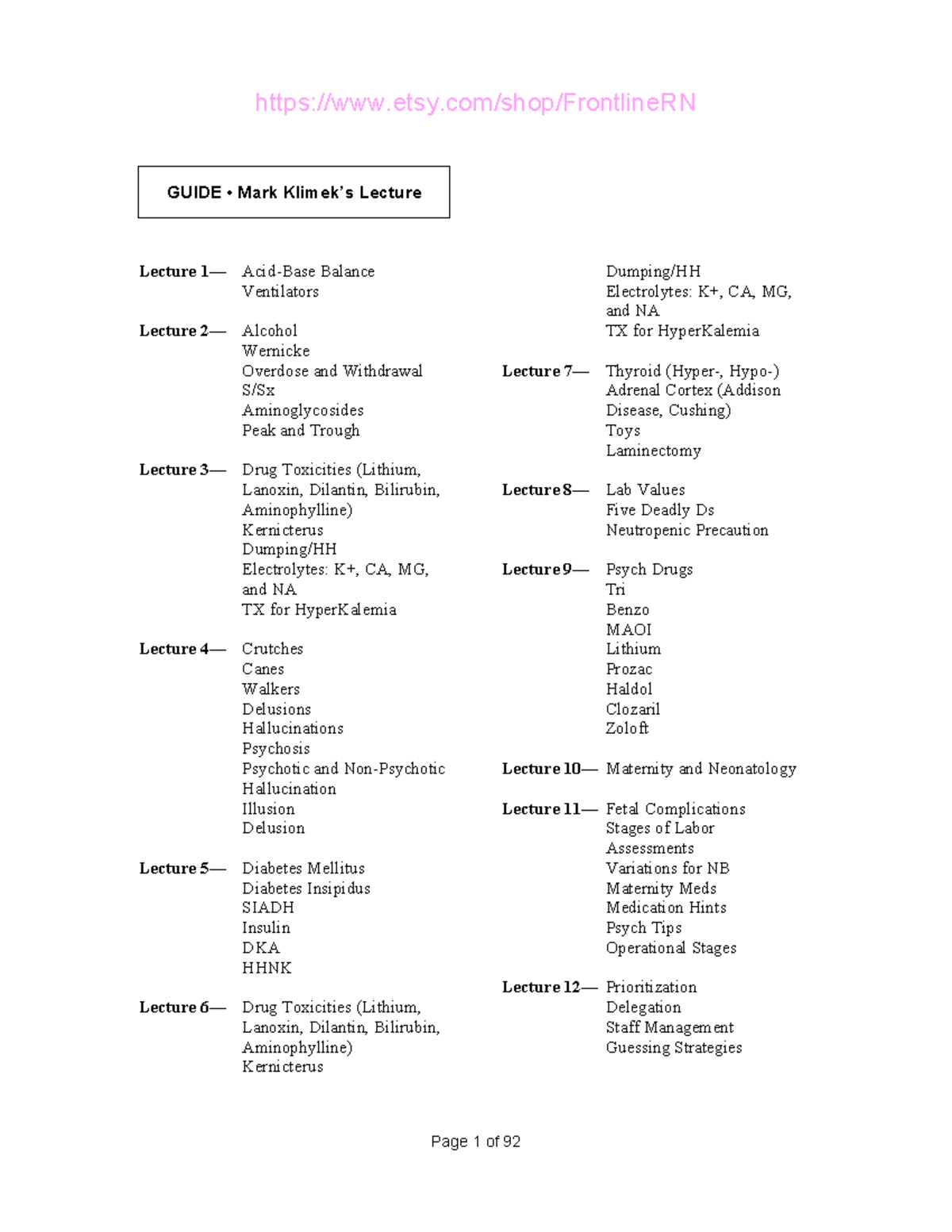 Open Mark Klimek Lectures 1to12 WM 11 - Lecture 1— Acid-Base Balance ...