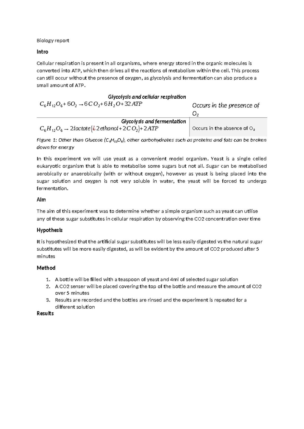 Biology report - Biology report Intro Cellular respiration is present ...