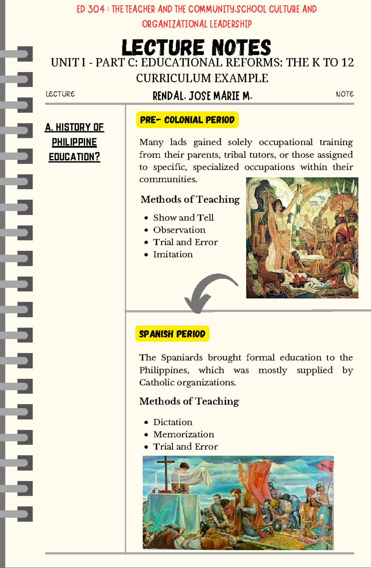 Lecture Notes Rendal Jose Marie M - LECTURE NOTE LECTURE NOTES UNIT I ...