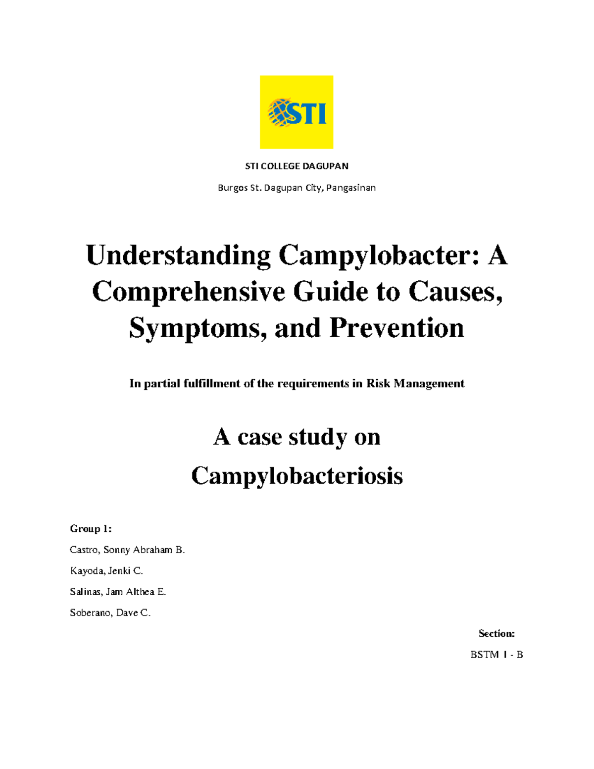 03 Task Performance 1 - Risk Management - Group 1 - STI COLLEGE DAGUPAN ...