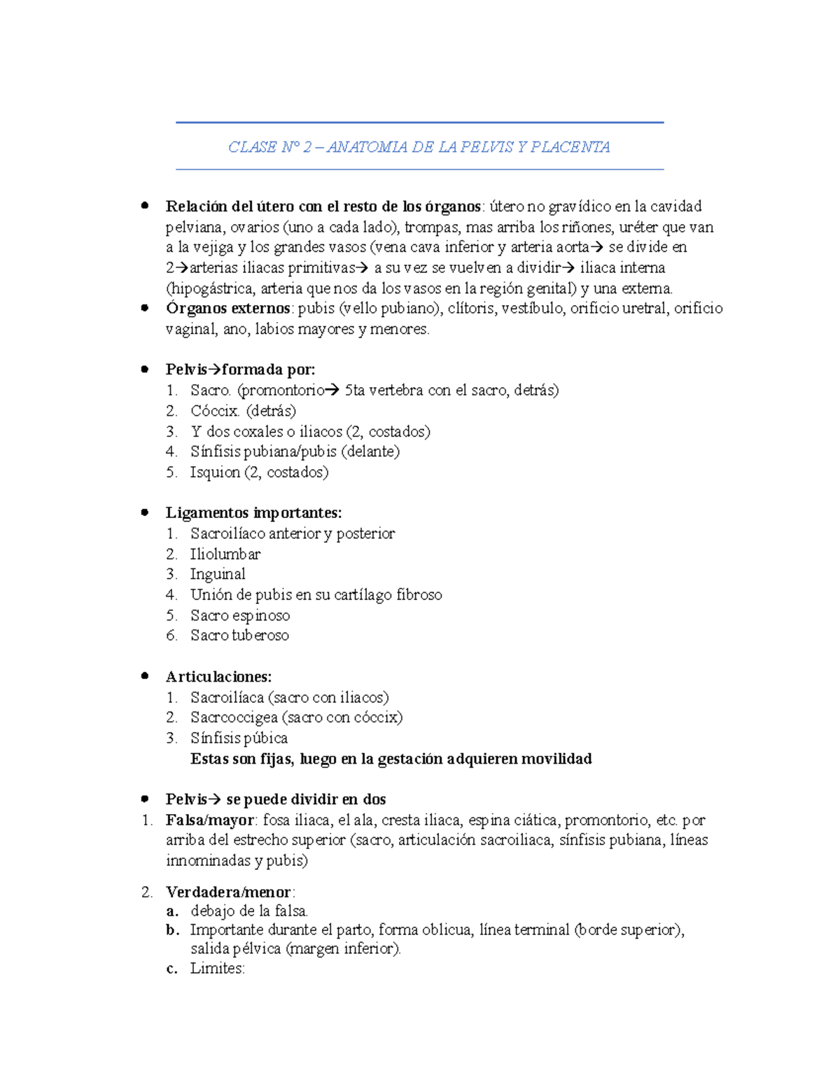Resumen FSH SSYR - hsjsj - CLASE N° 2 – ANATOMIA DE LA PELVIS Y ...