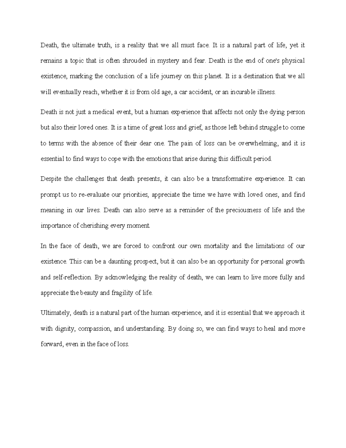 Death - It is a natural part of life, yet it remains a topic that is ...