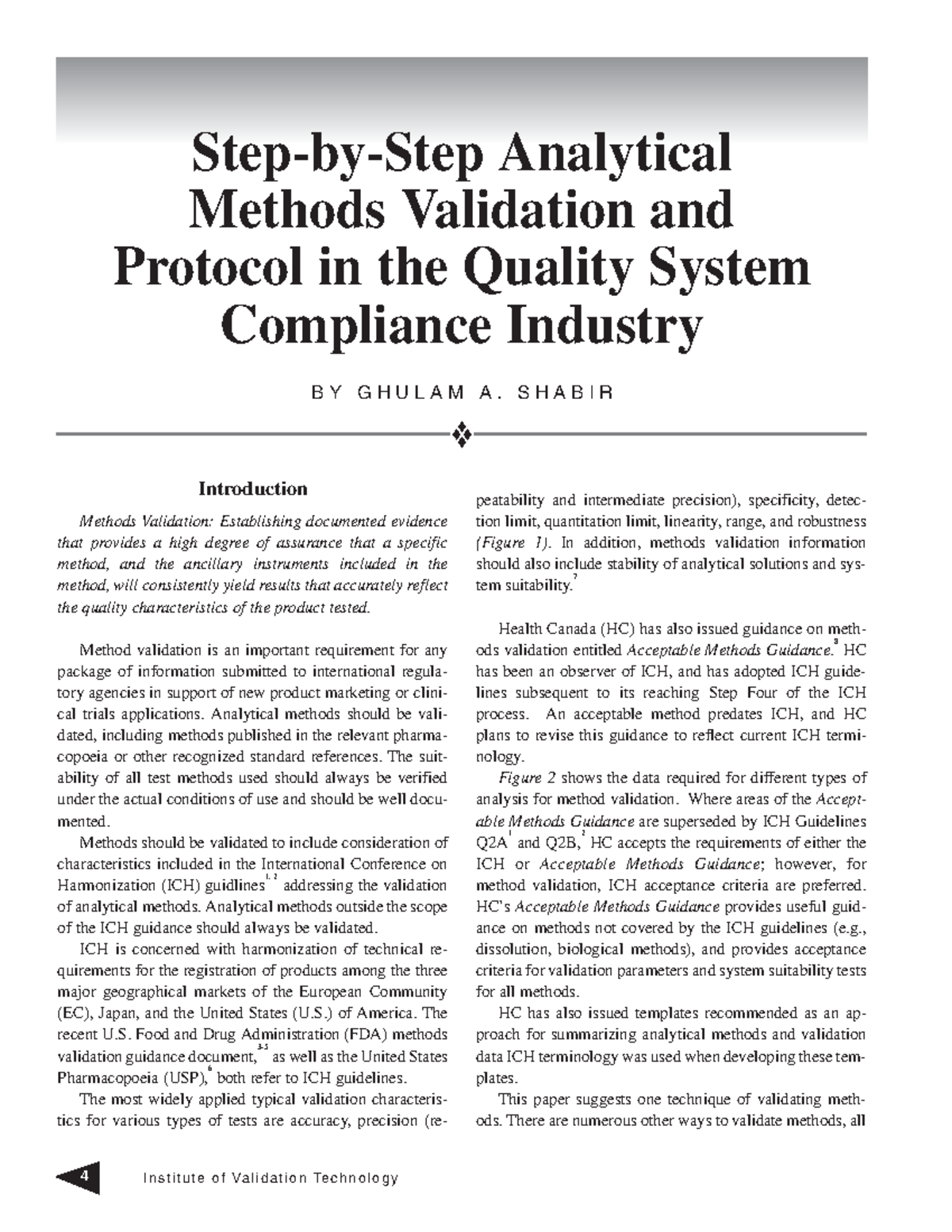 Step-by-Step Analytical Methods Validation and Protocol in the Quality ...