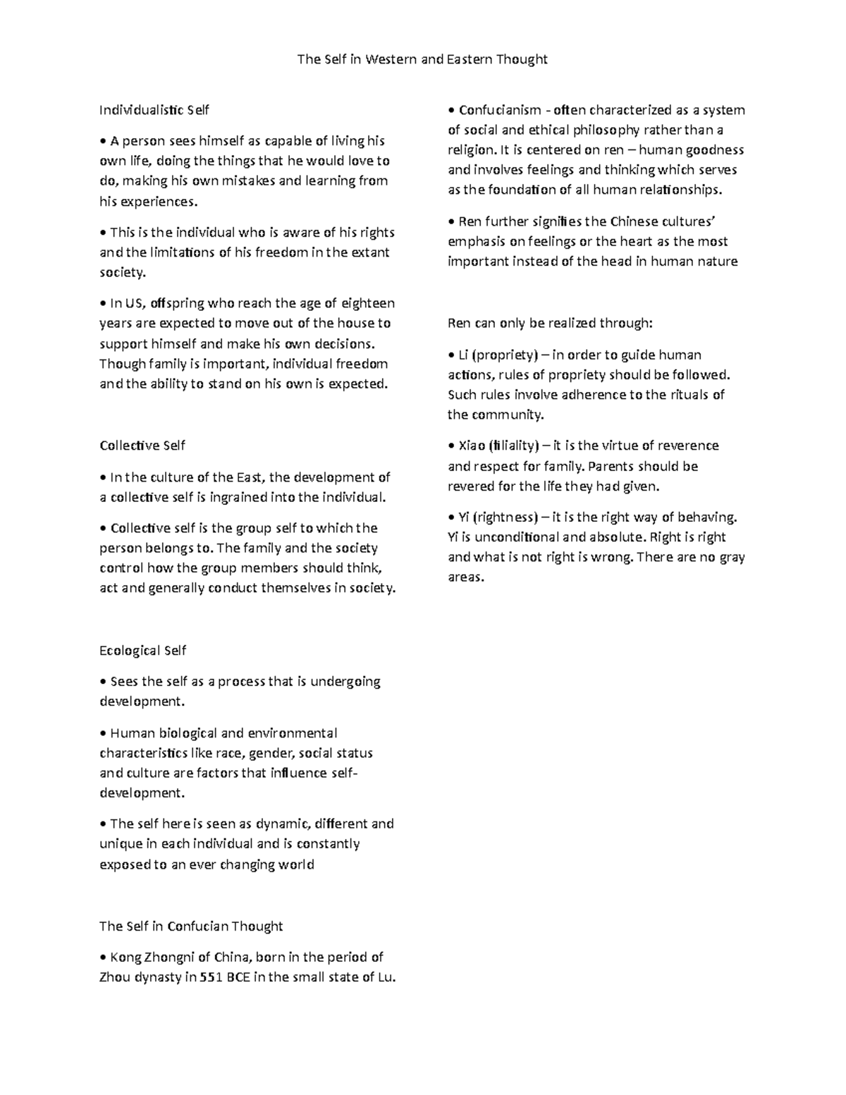 Lesson 5 THE SELF IN Western AND Eastern Thought - Understanding the ...