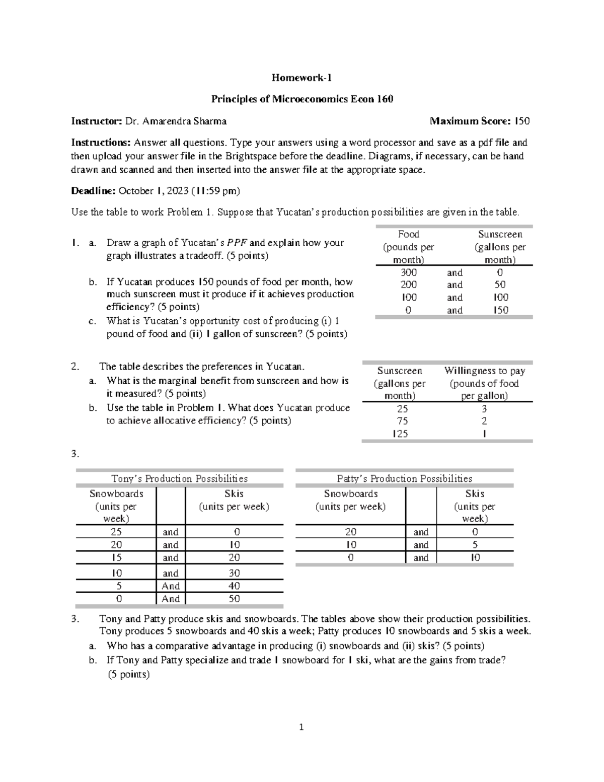 Homework-1 - Homework 1 for Binghamton University Econ 160 - Homework ...