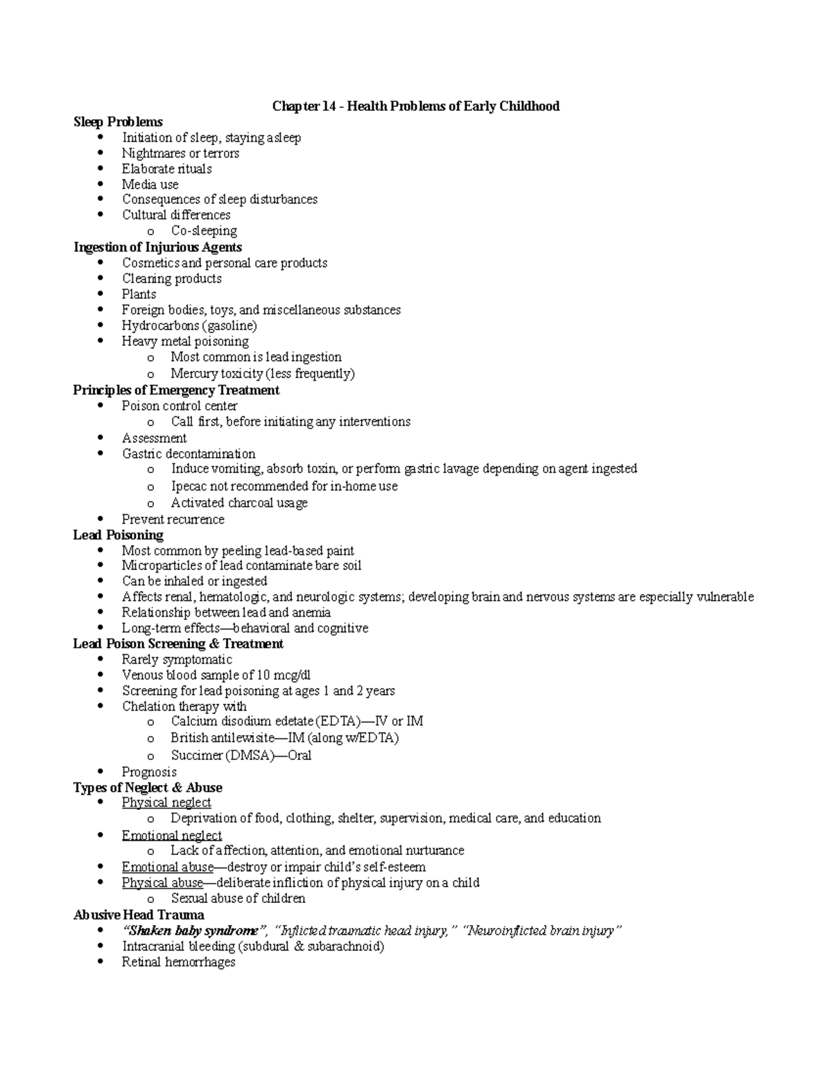 Chapter 14 - Health problems of early childhood - Chapter 14 - Health ...