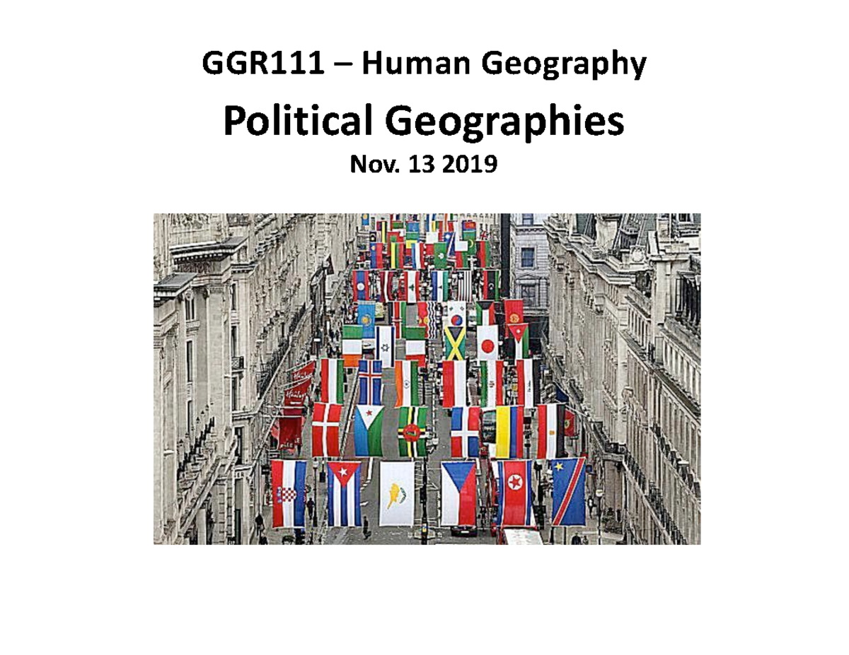 Week 9 - Nov. 13 2019 - Political Geographies - Geopolitics FULL ...