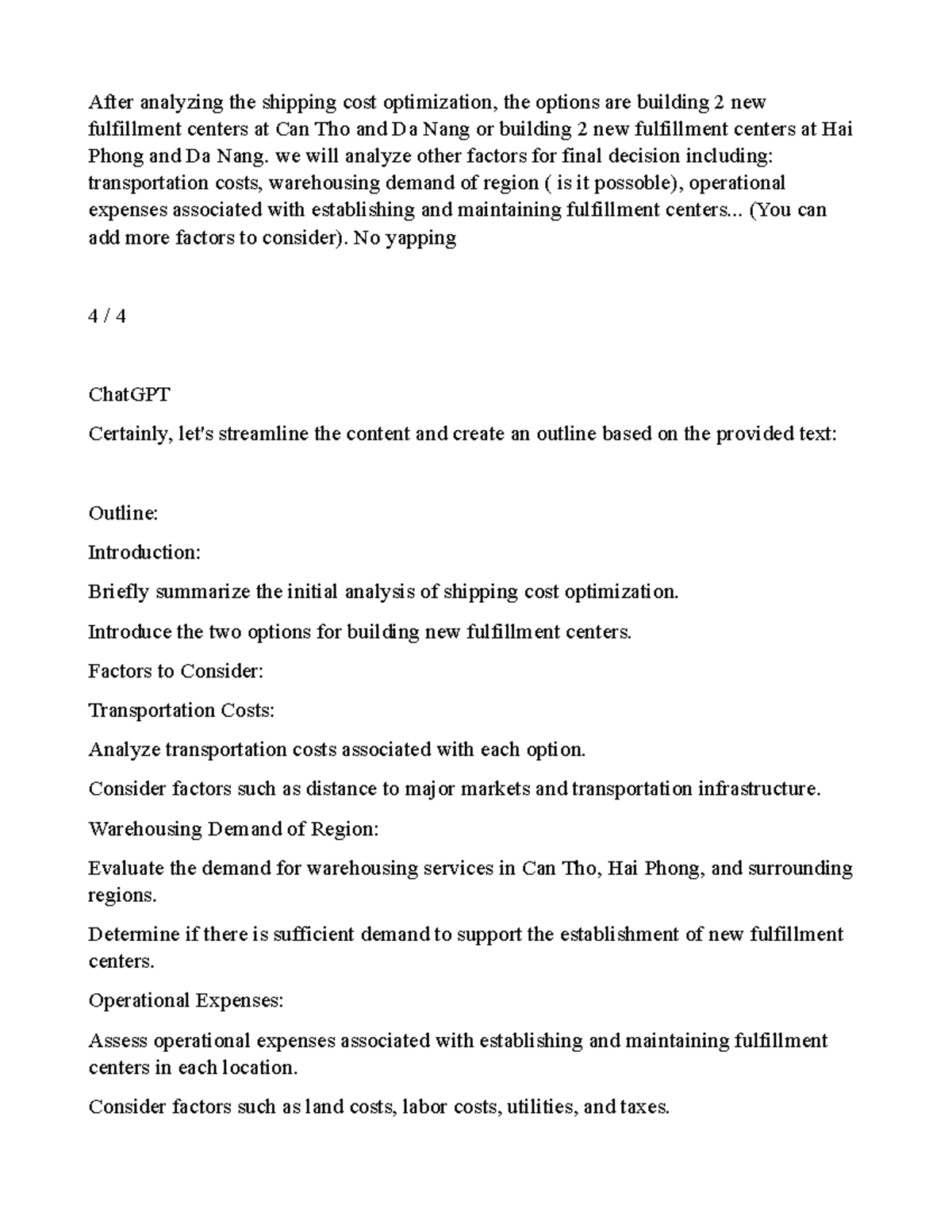After analyzing the shipping cost optimization - we will analyze other factors for final ...