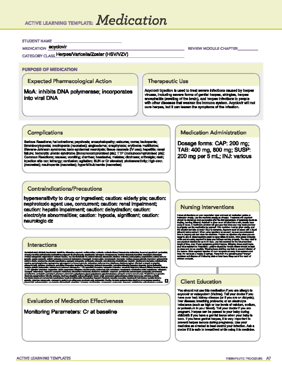 Acyclovir - med card - VN 200 - Studocu