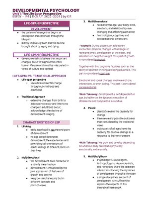 Assignment-ITP - developmental psychology lecture notes, theories of ...