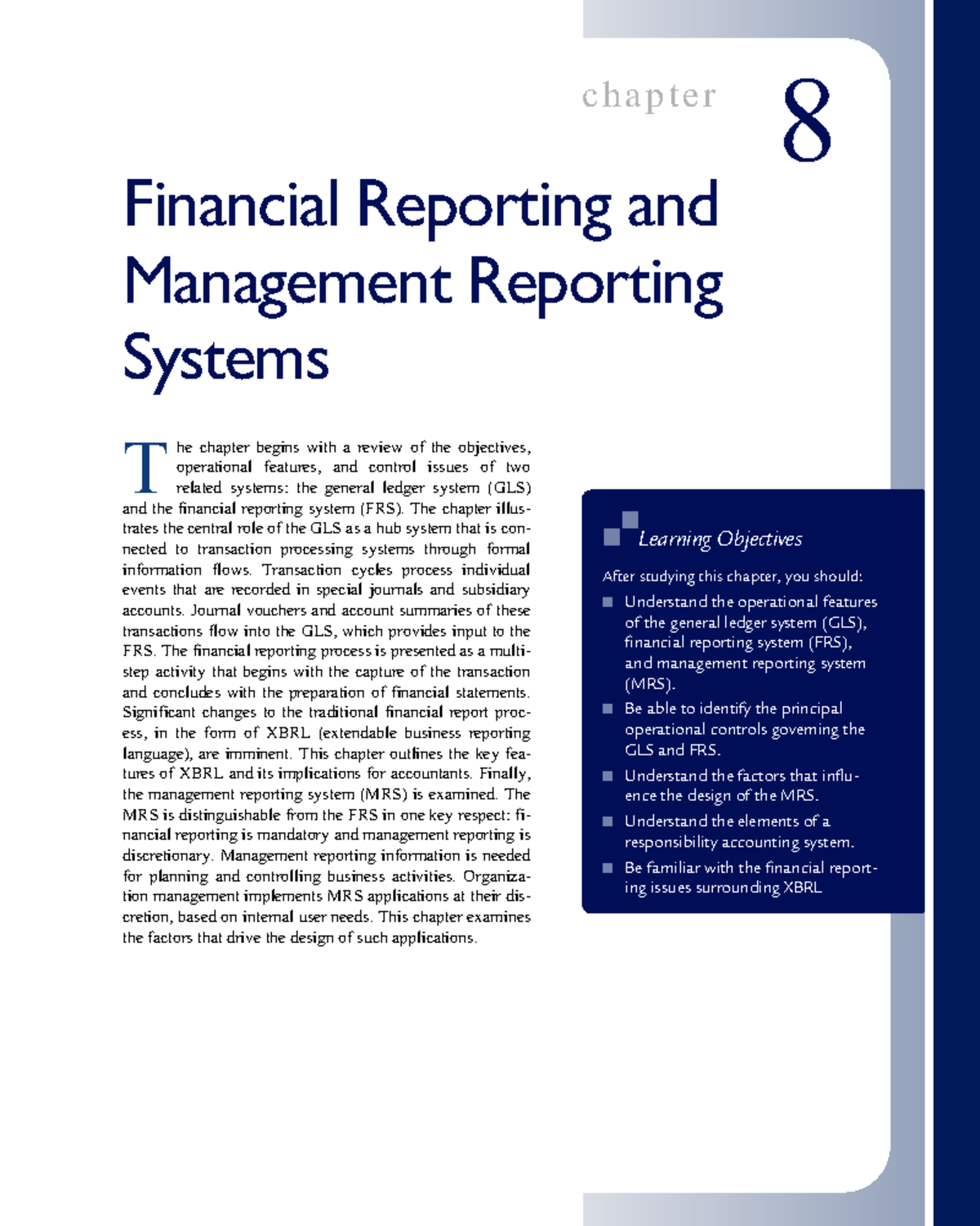 FR and MR Systems - ....... - c h a p t e r 8 Financial Reporting and ...
