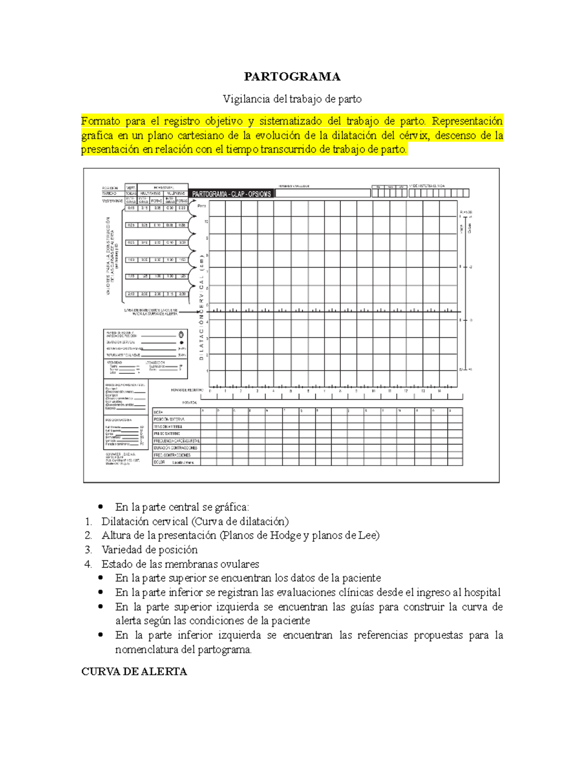 Partograma - PARTOGRAMA Vigilancia del trabajo de parto Formato para el ...