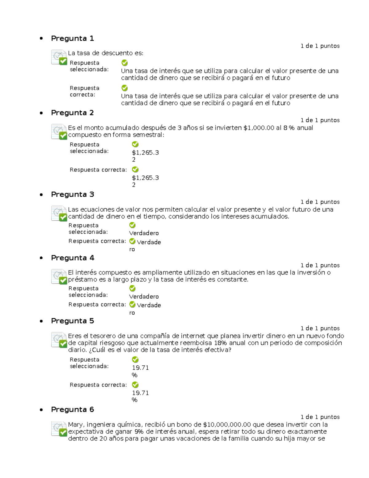 Matematicas Financieras Actividad 2. Evaluación Automatizada - Pregunta ...