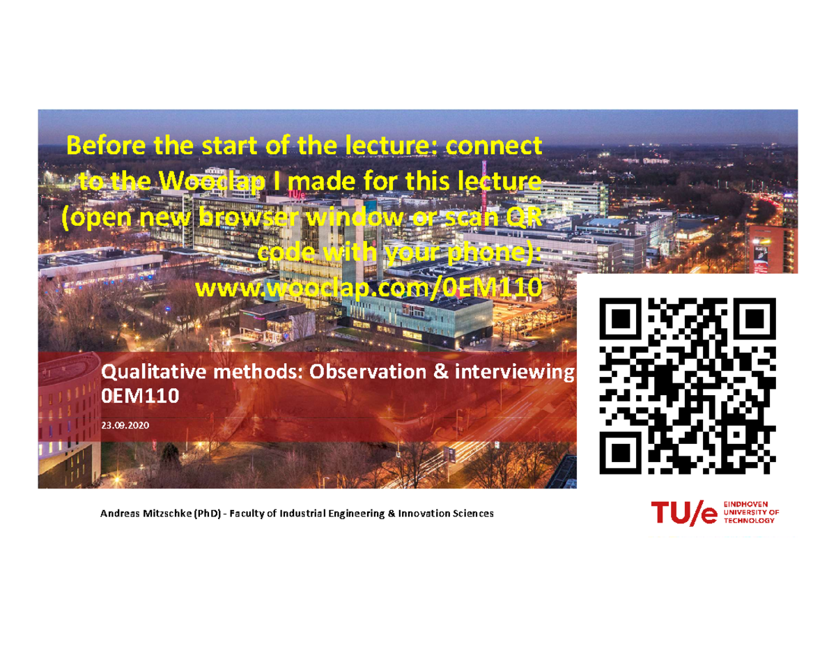 0EM110 Lecture interviewing observing Canvas - Warning: TT: undefined ...