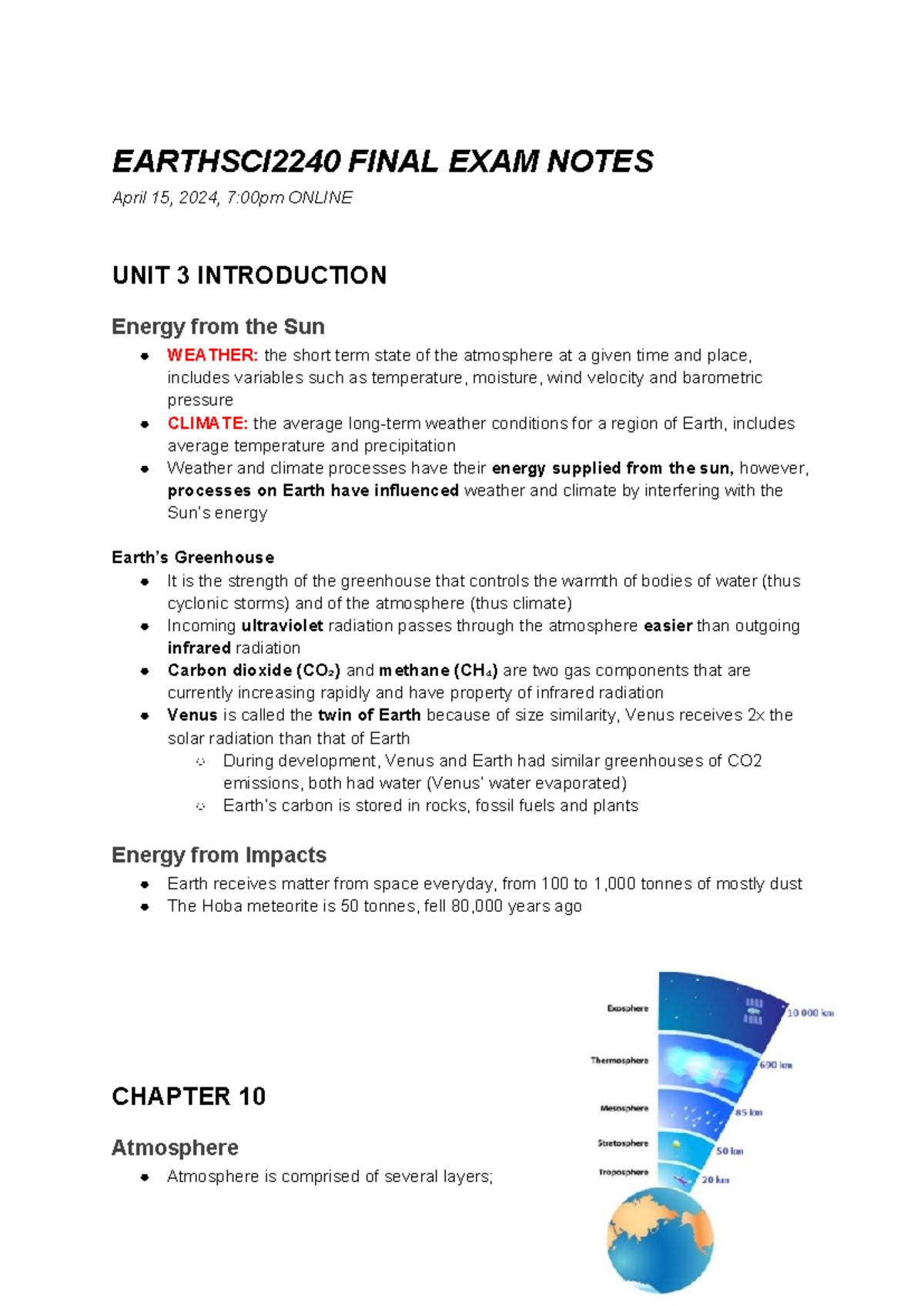 Earthsci 2240 Final EXAM Notes - EARTHSCI2240 FINAL EXAM NOTES April 15 ...