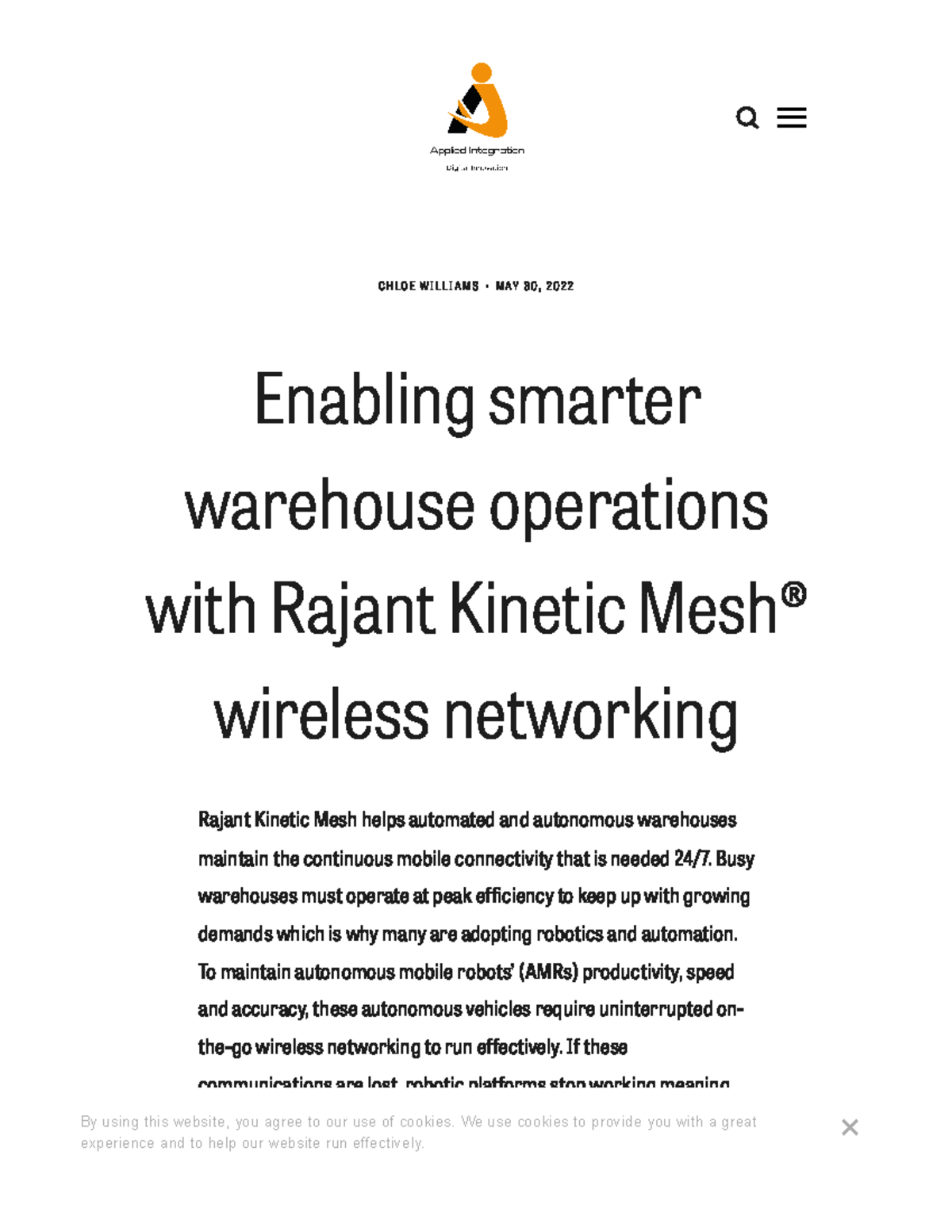 Enabling smarter warehouse operations with Rajant Kinetic Mesh ...