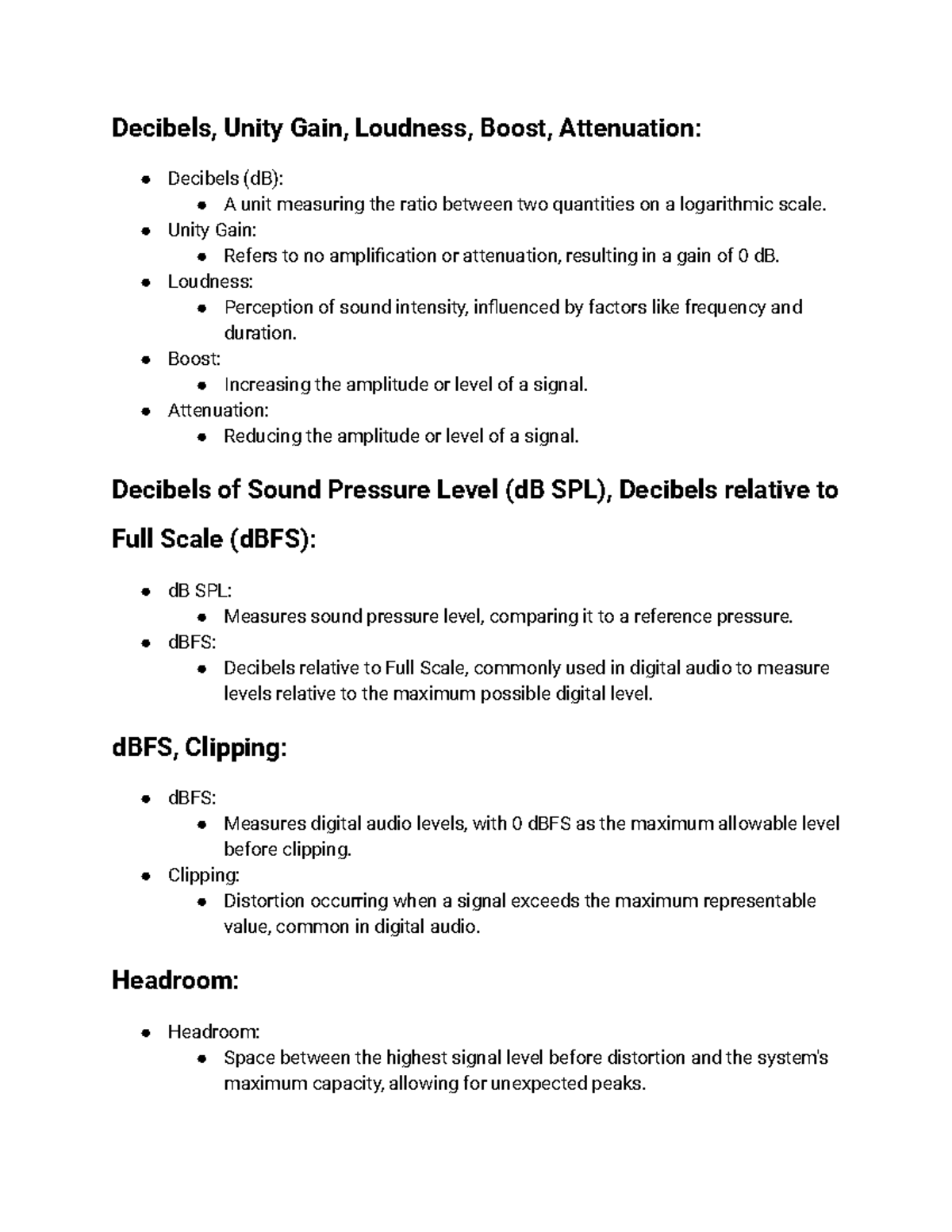 Decibels, Unity Gain, Loudness, Boost, Attenuation - Unity Gain: Refers ...