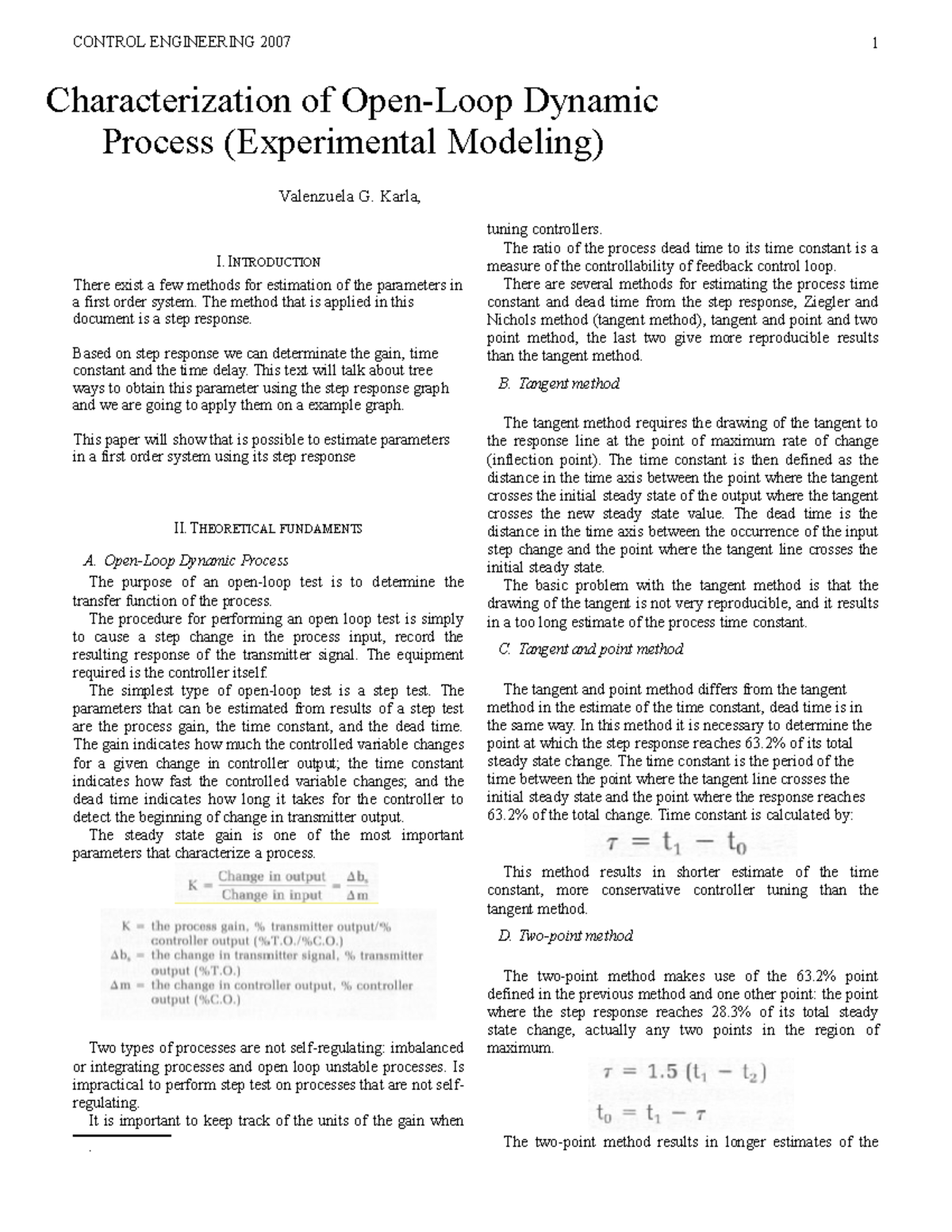 IEEEjournal - CONTROL ENGINEERING 2007 1 Characterization of Dynamic ...