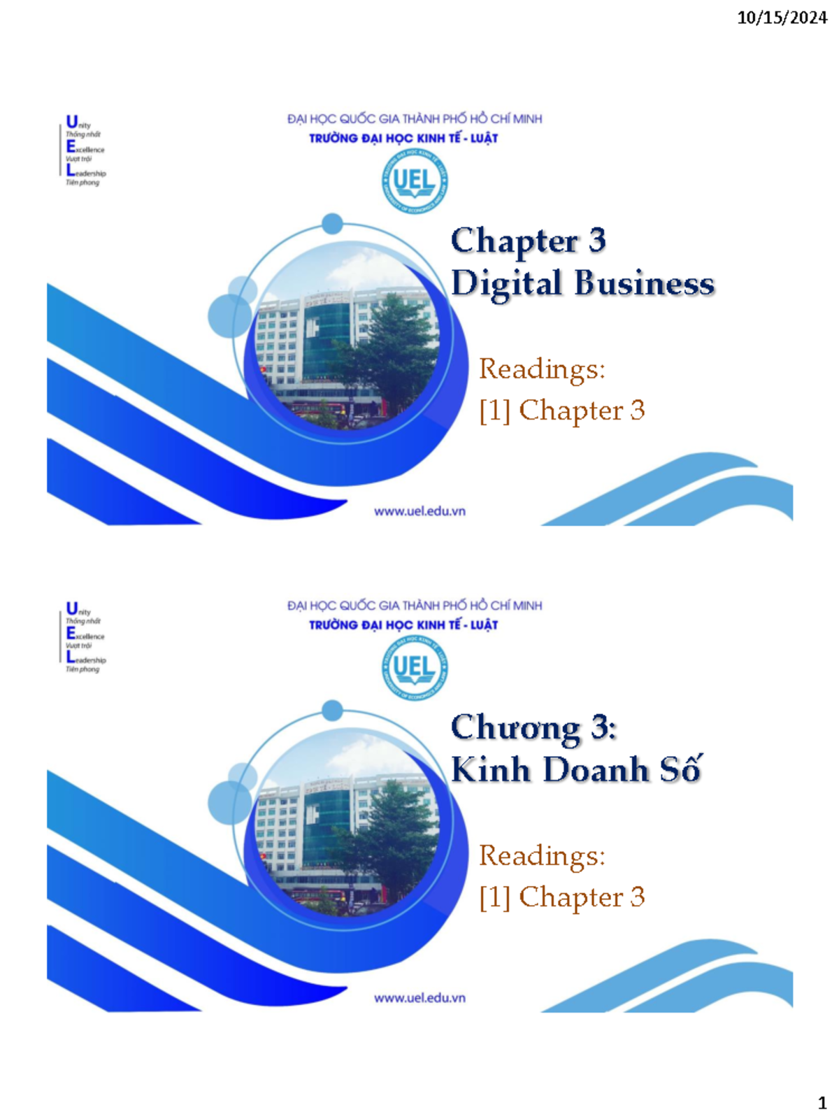2024 Chương 3 Kinh doanh số - Chapter 3 Digital Business ####### Readings: ####### [1] Chapter 3 ...