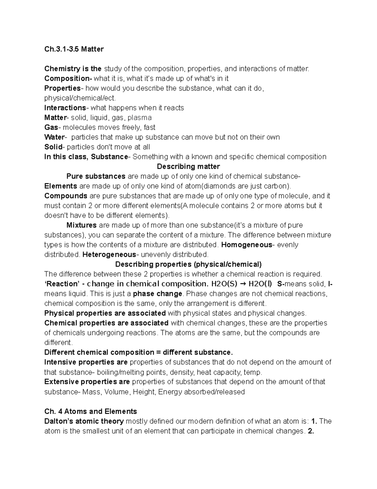 Chem 121 lecture notes - Ch.3.1-3 Matter Chemistry is the study of the ...