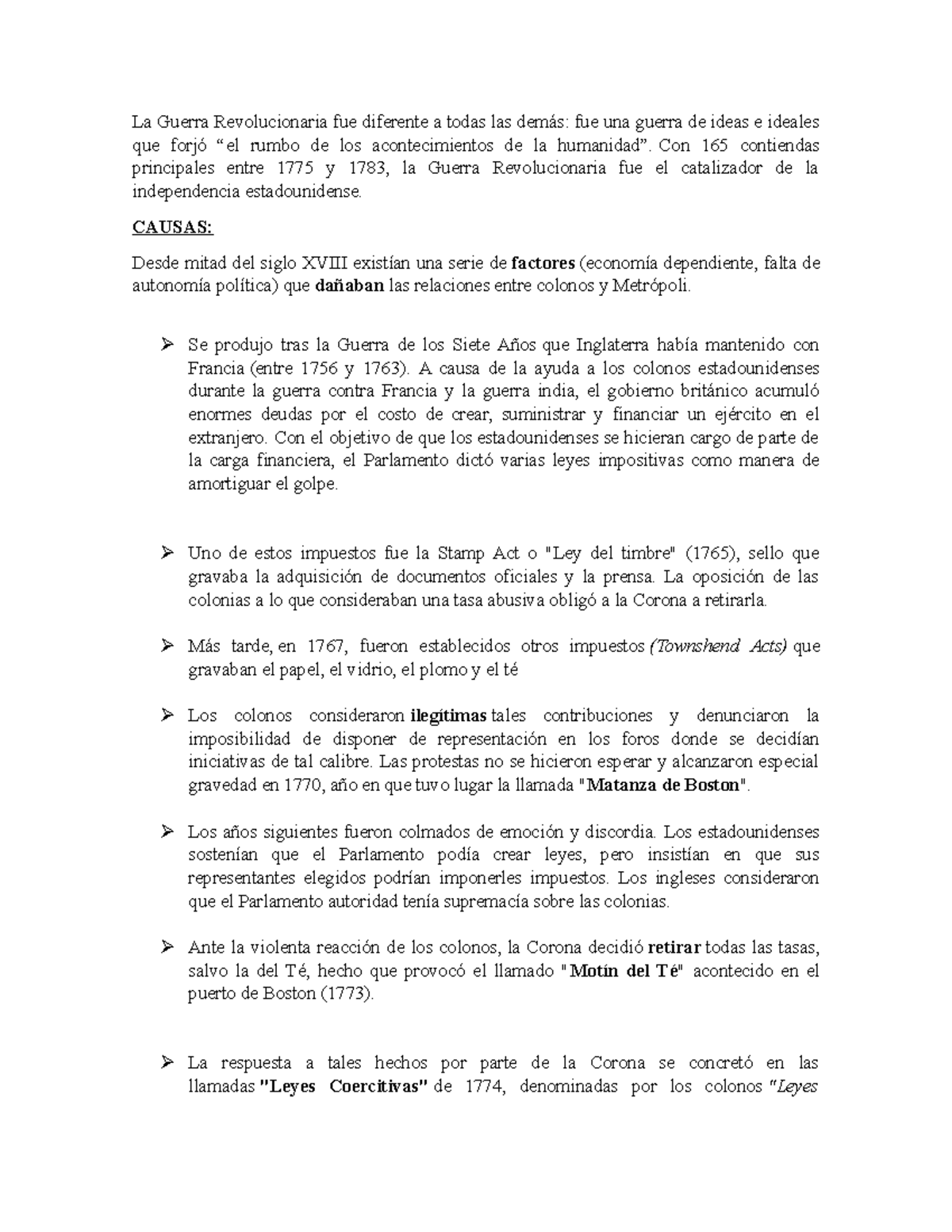 Revolución Americana - apuntes - La Guerra Revolucionaria fue diferente ...