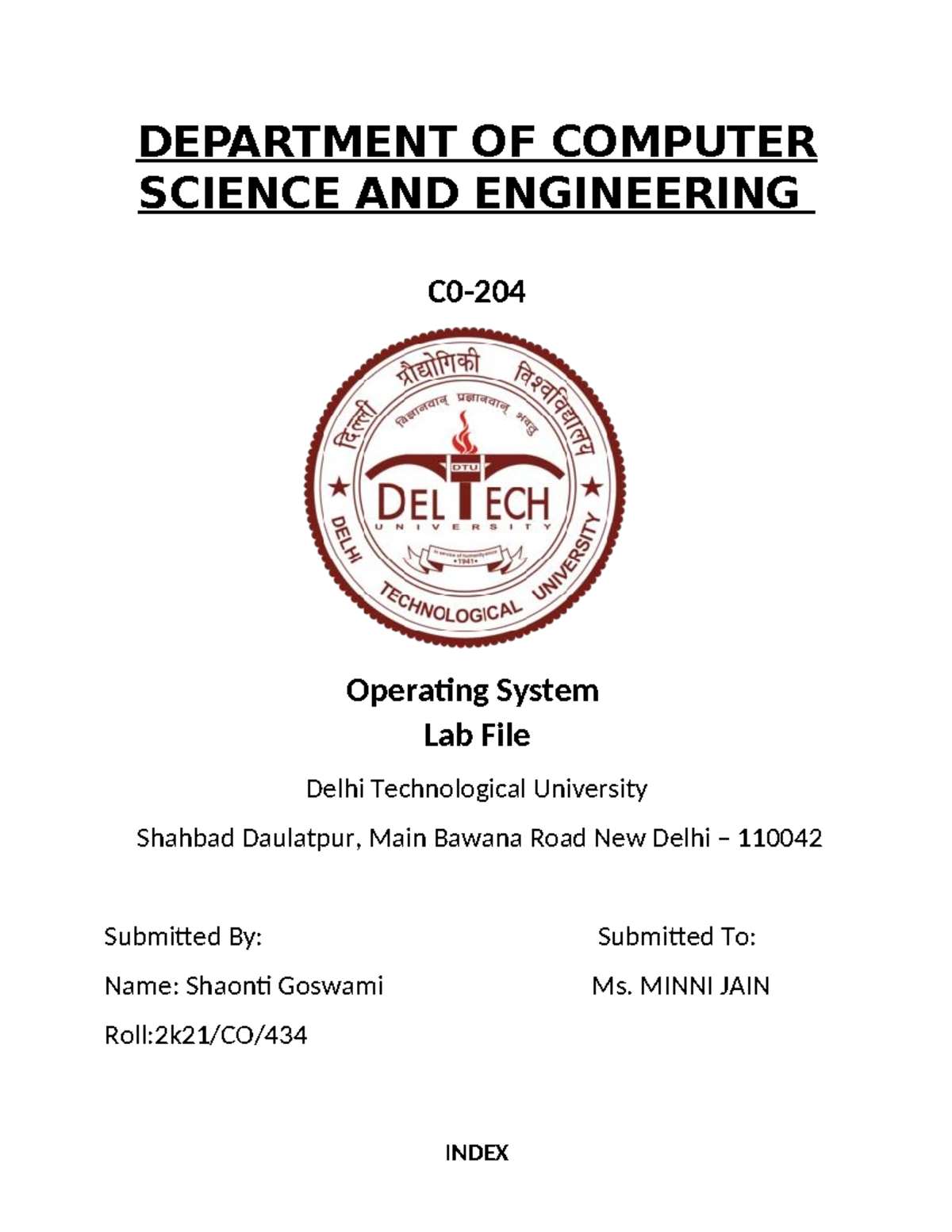 Department OF Computer Science AND Engineering - DEPARTMENT OF COMPUTER ...