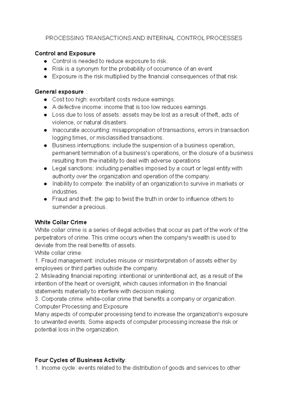 SIA ch processing transaction - PROCESSING TRANSACTIONS AND INTERNAL ...