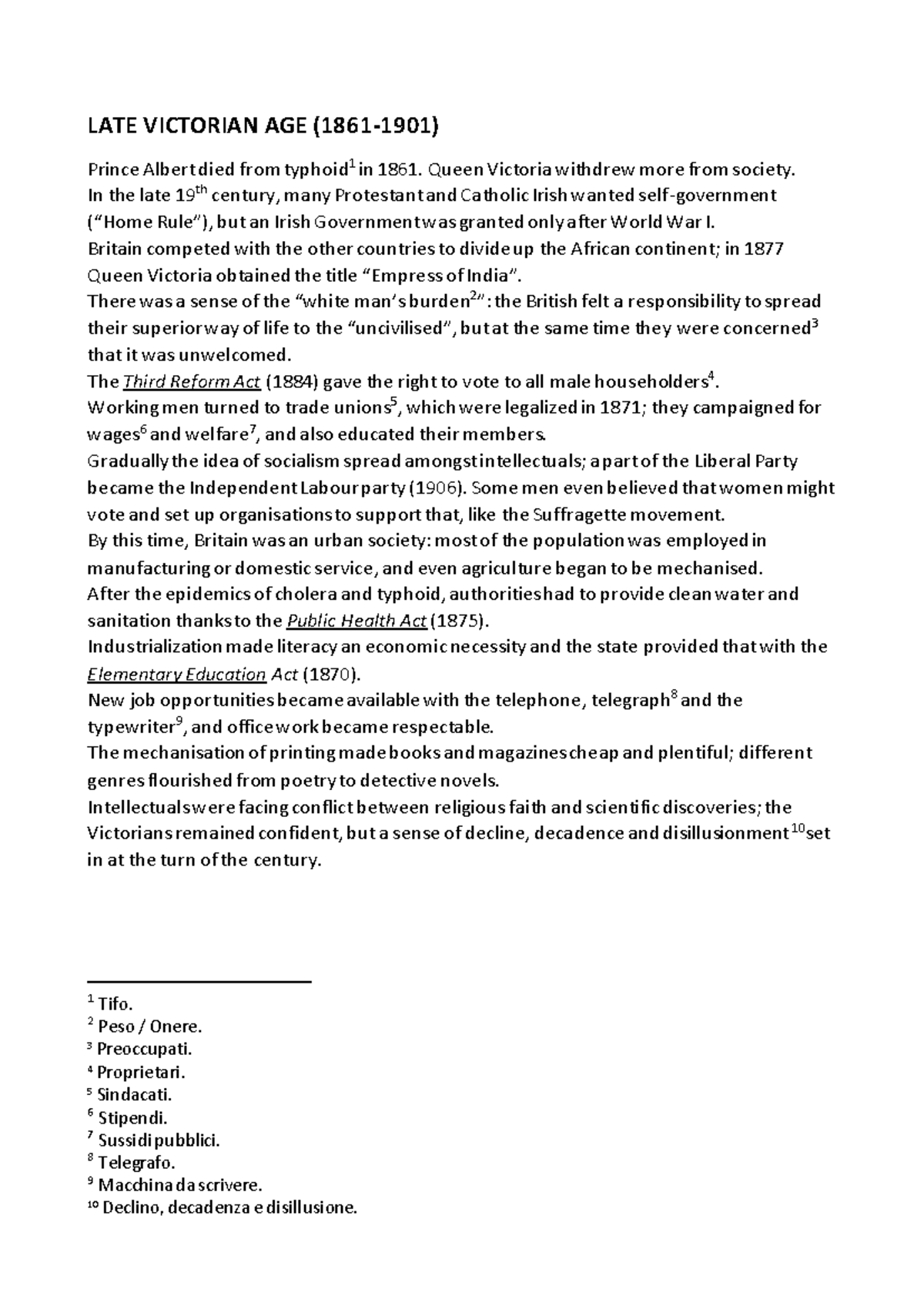 Late Victorian Age - LATE VICTORIAN AGE (1861-1901) Prince Albert died ...