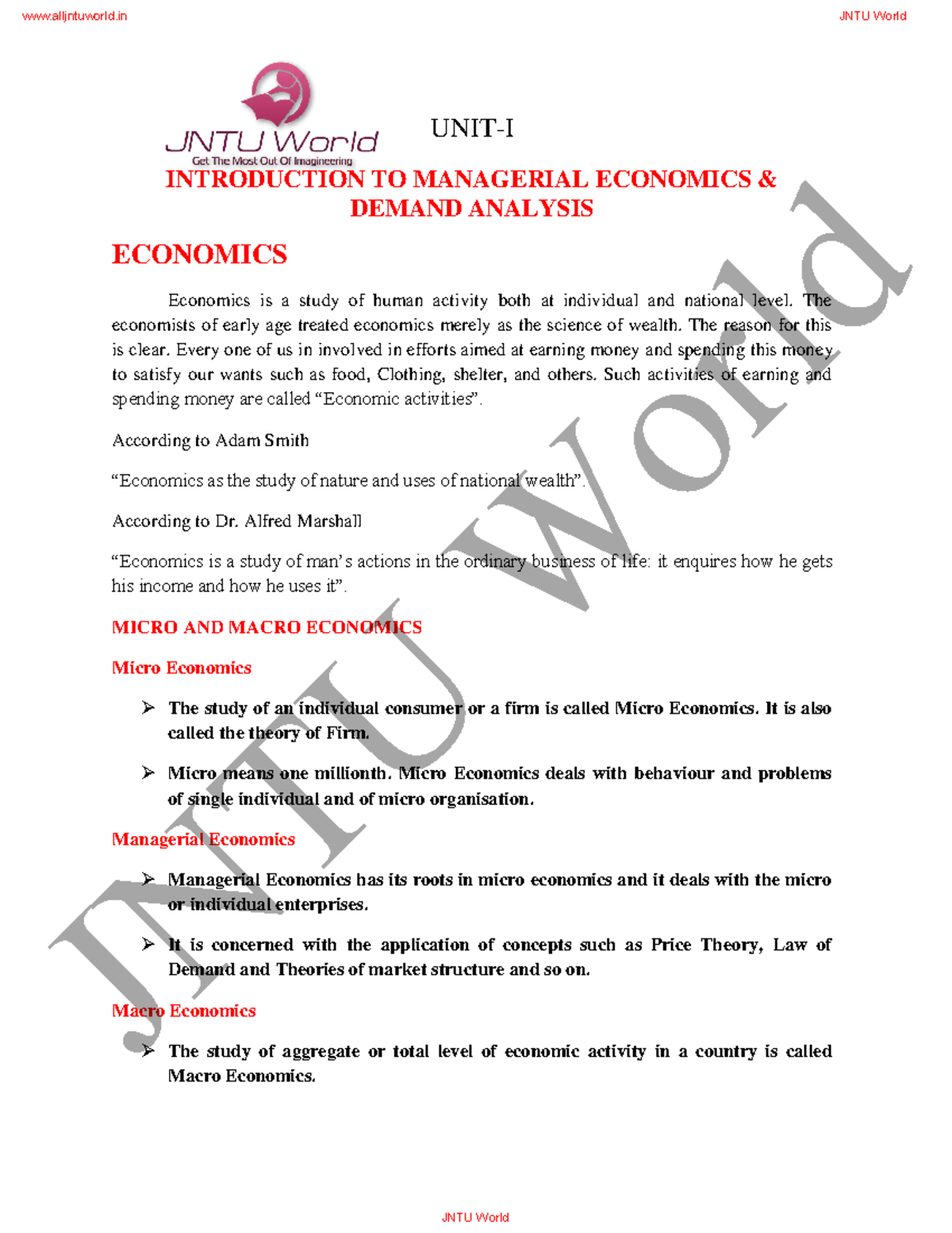 MEFA-Notes - Notes - UNIT-I INTRODUCTION TO MANAGERIAL ECONOMICS ...