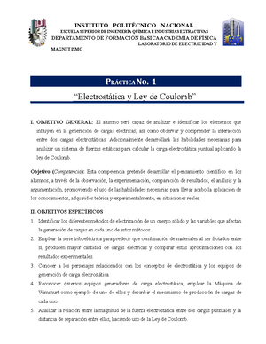 Practica 1 de Electricidad y Magnetismo - Instituto Politécnico Nacional Escuela Superior de ...