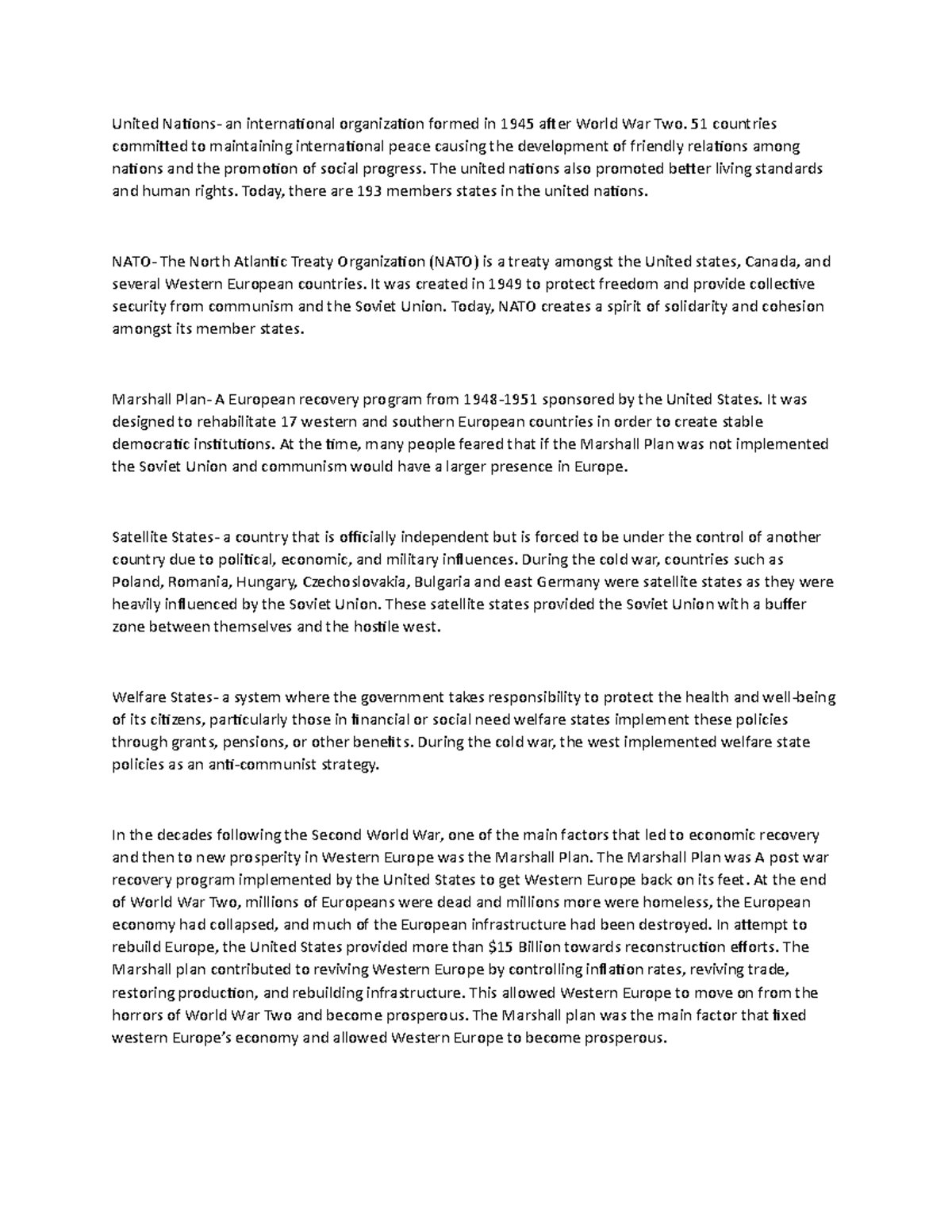 HW 13, The Cold War - Homework Assignment - United Nations- an ...