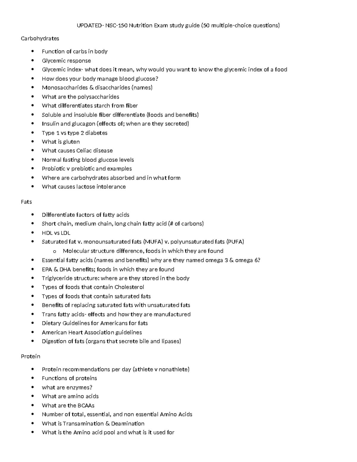 2023-Nutrition Exam Studyguide - UPDATED- NSC-150 Nutrition Exam study ...