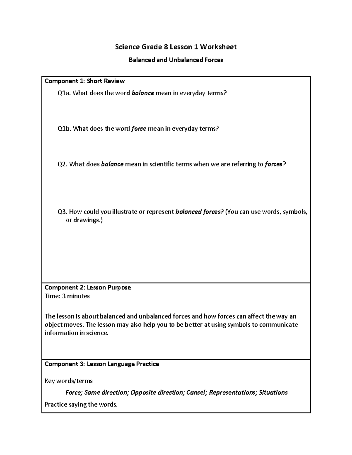 Science Grade 8 Lesson 1 Worksheet - Science Grade 8 Lesson 1 Worksheet ...