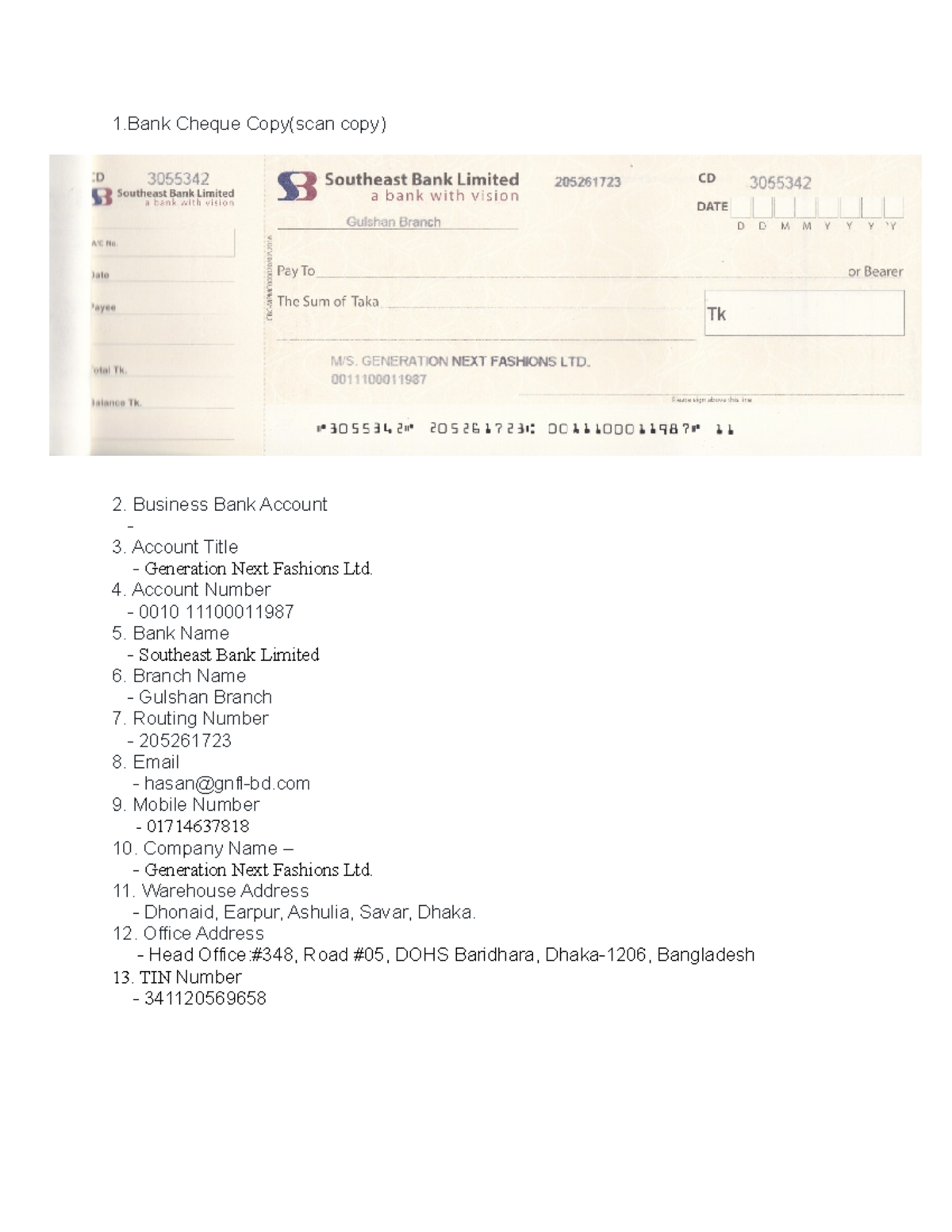 Daraz - 1 Cheque Copy(scan copy) Business Bank Account Account Title ...