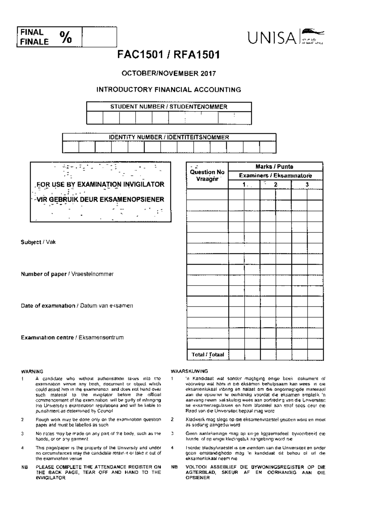 FAC1501 2017 10 E 1 - Tutorial letters and assignments - 98806 - Studocu
