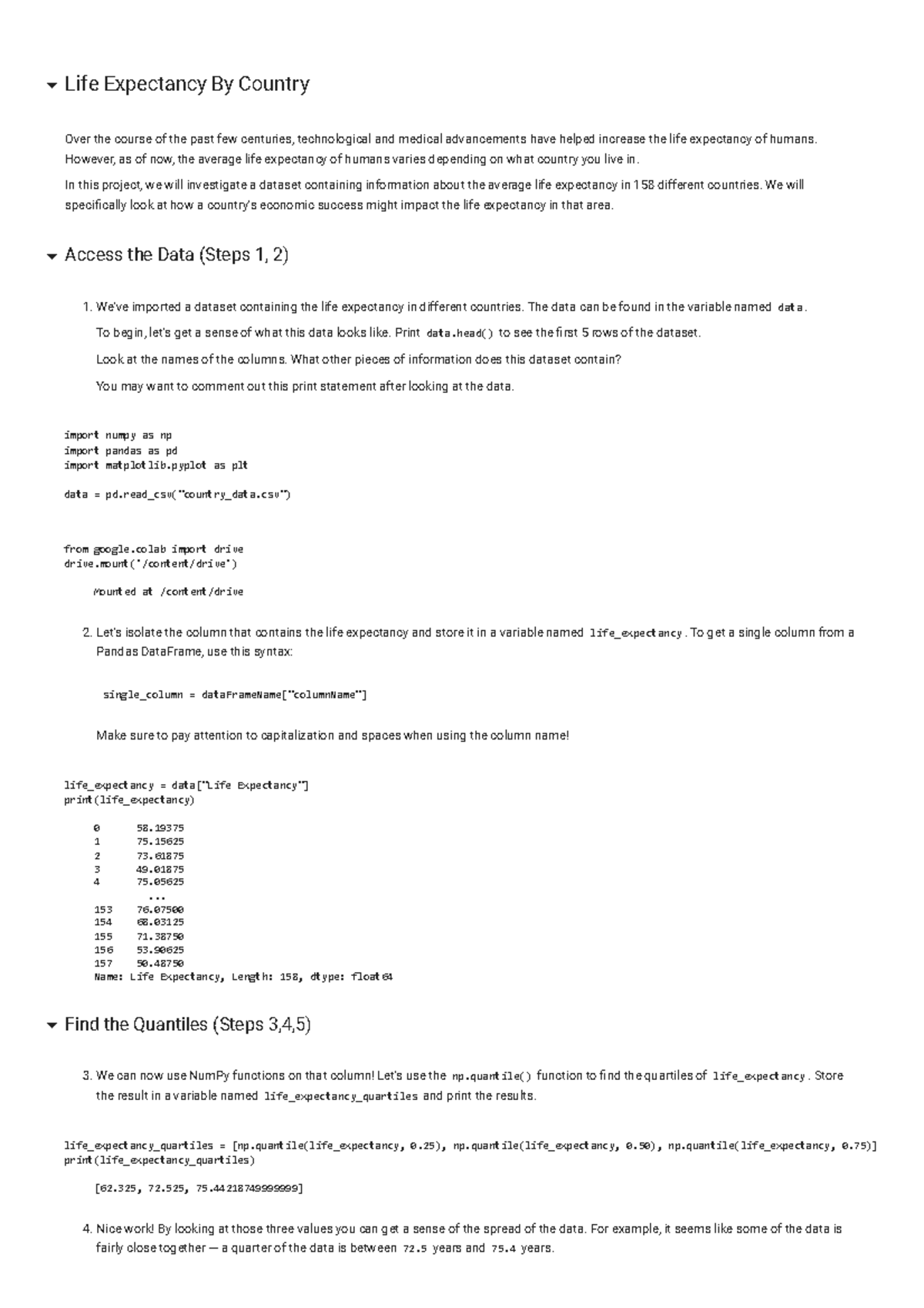 Lab 5 - Lab 05: Life Expectancy by Country - Life Expectancy By Country ...