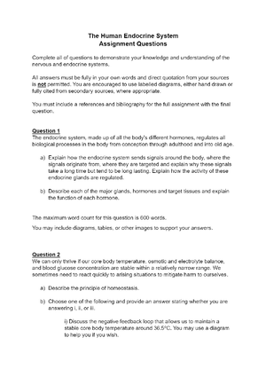 RH33MR050 - Unit 10 - The Human Endocrine and Nervous Systems - Studocu