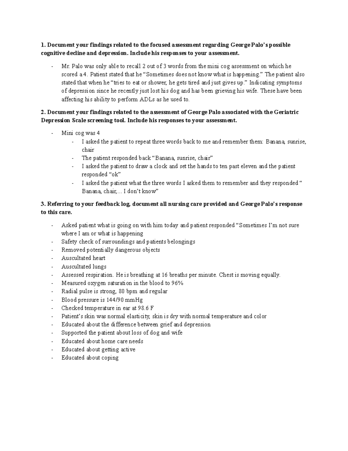 George palo documentation & reflection - Document your findings related to the focused ...