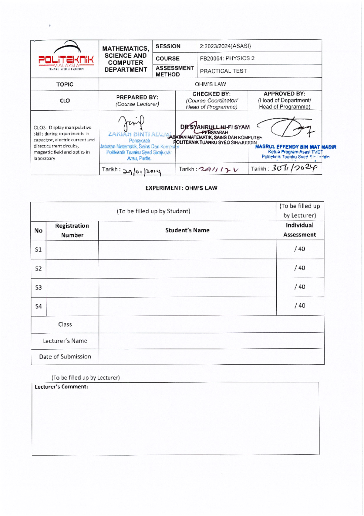 FB2006 4 LAB TEST - Test - Basic of Engineering Technology - Studocu