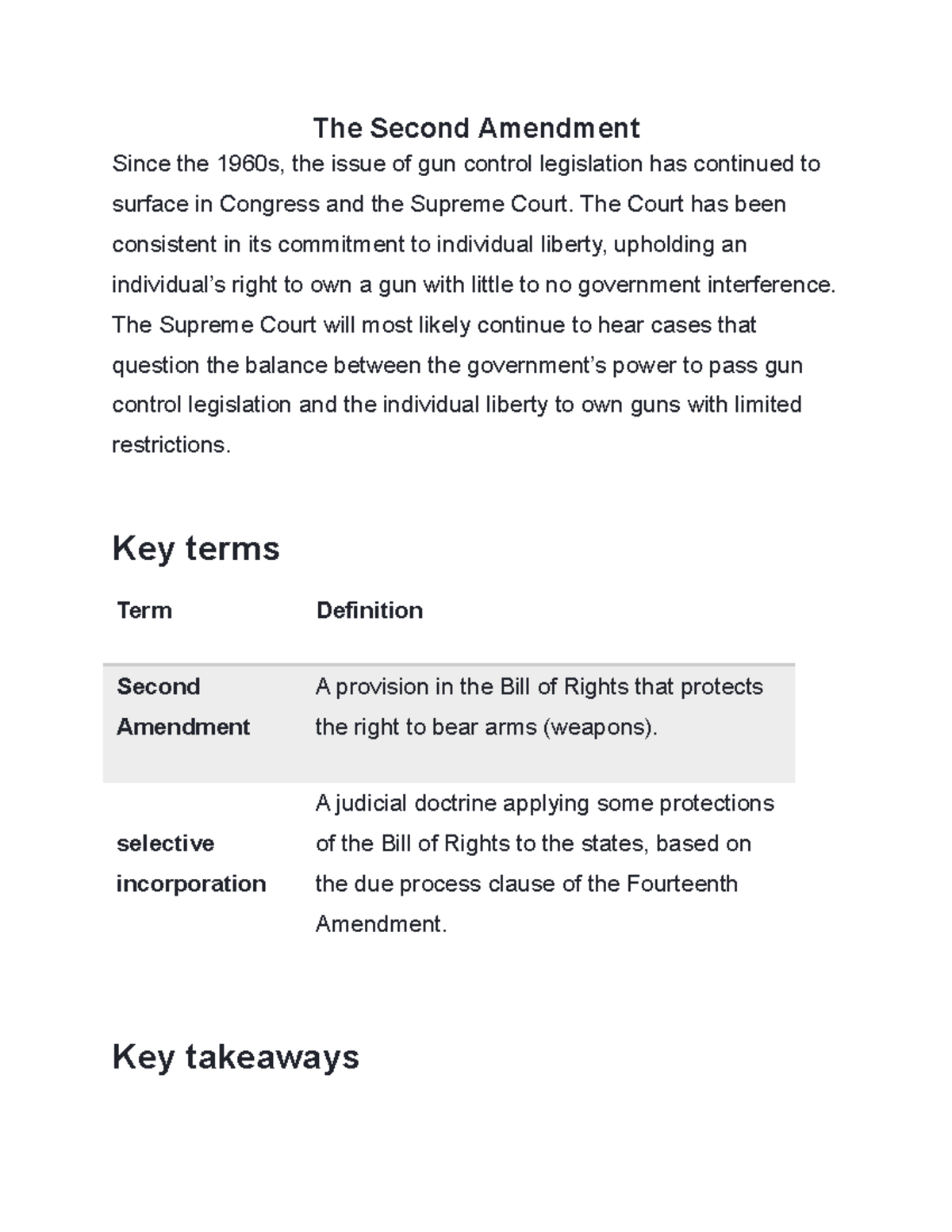The Second Amendment - The Second Amendment Since the 1960s, the issue ...