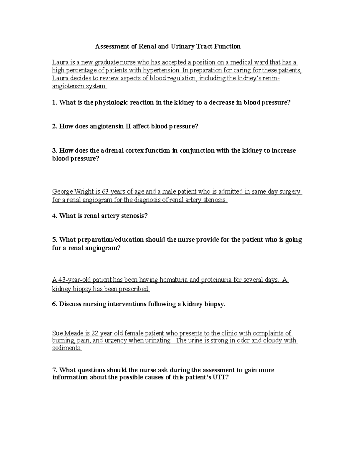 GU Case Study(1) - ...... - Assessment of Renal and Urinary Tract ...