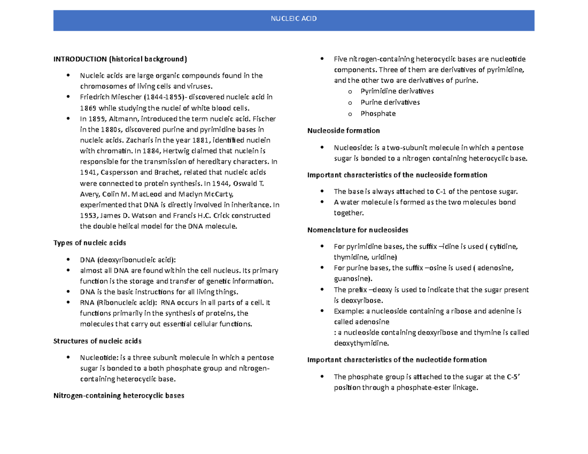 Nucleic ACID - Simplest and understandable lecture notes for ...