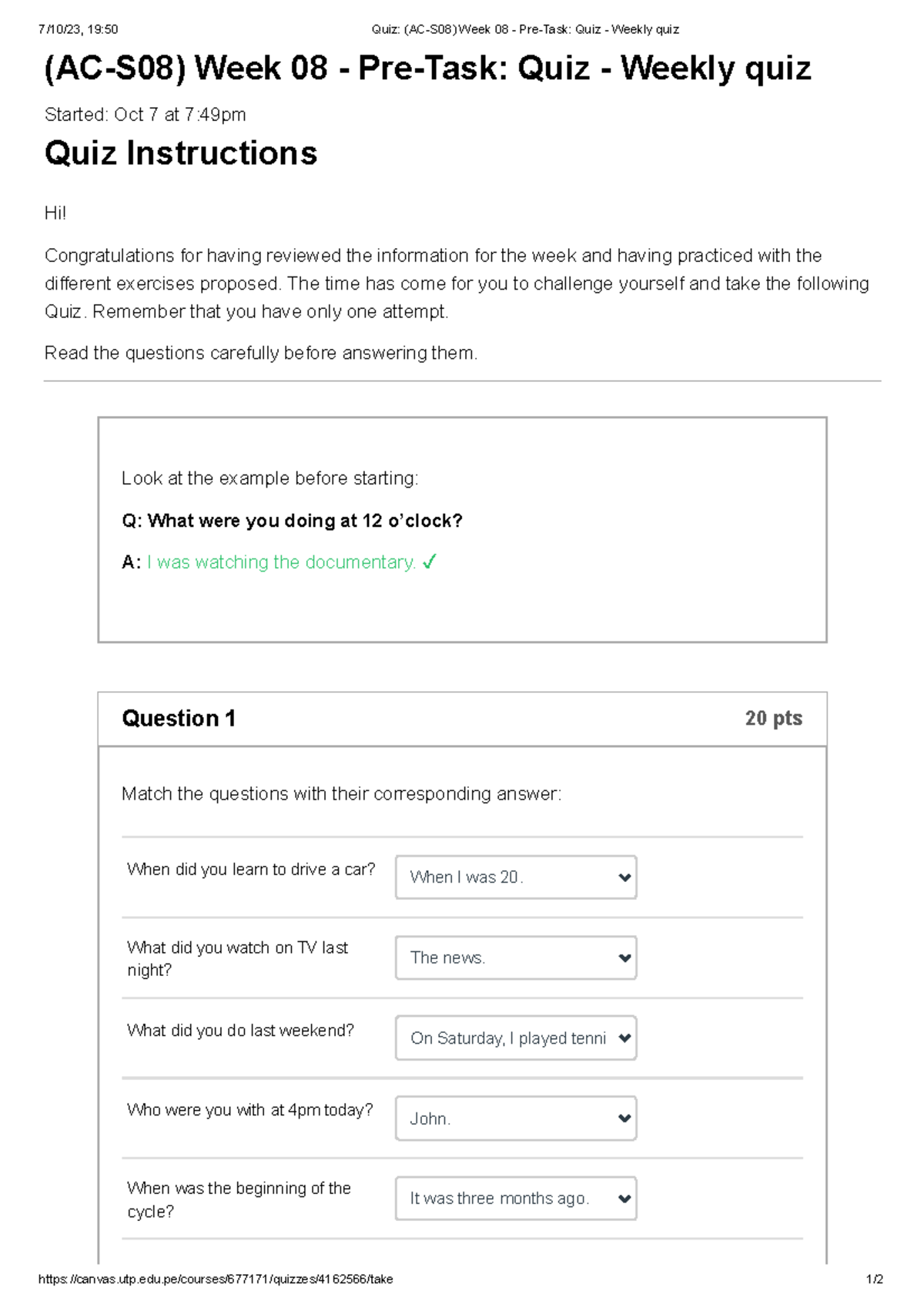 Quiz (AC-S08) Week 08 - Pre-Task Quiz - Weekly quiz - utp.edu/courses ...