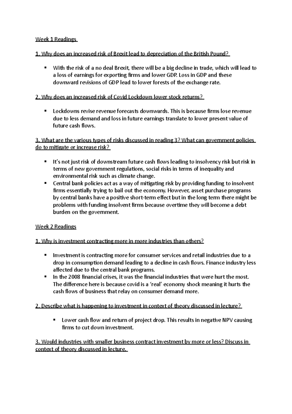 Finance 1 Readings Week 1 - 10 - IB235 - Warwick - Studocu