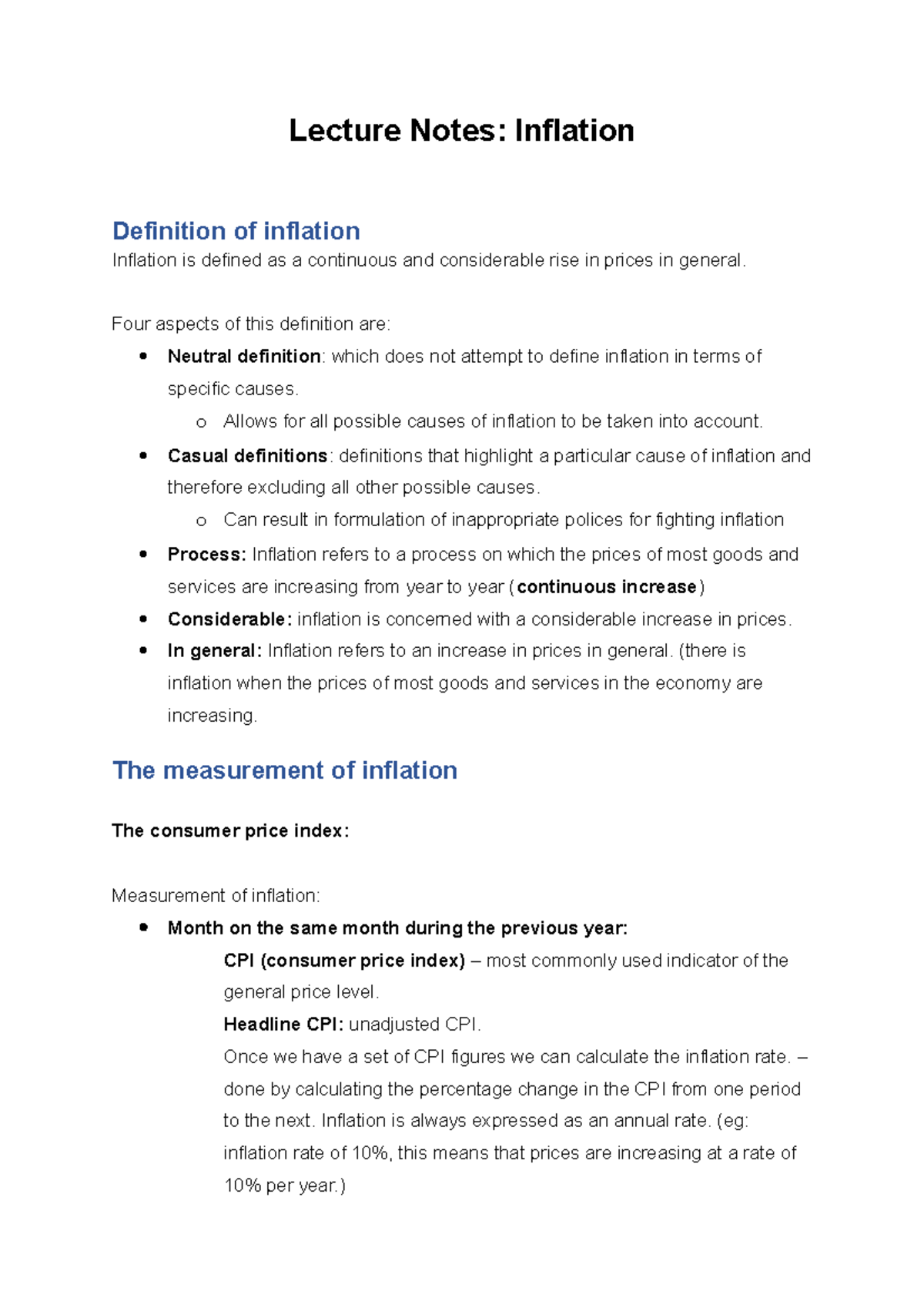 Week 9 10 Study Notes - Mr maluleka - Lecture Notes: Inflation ...
